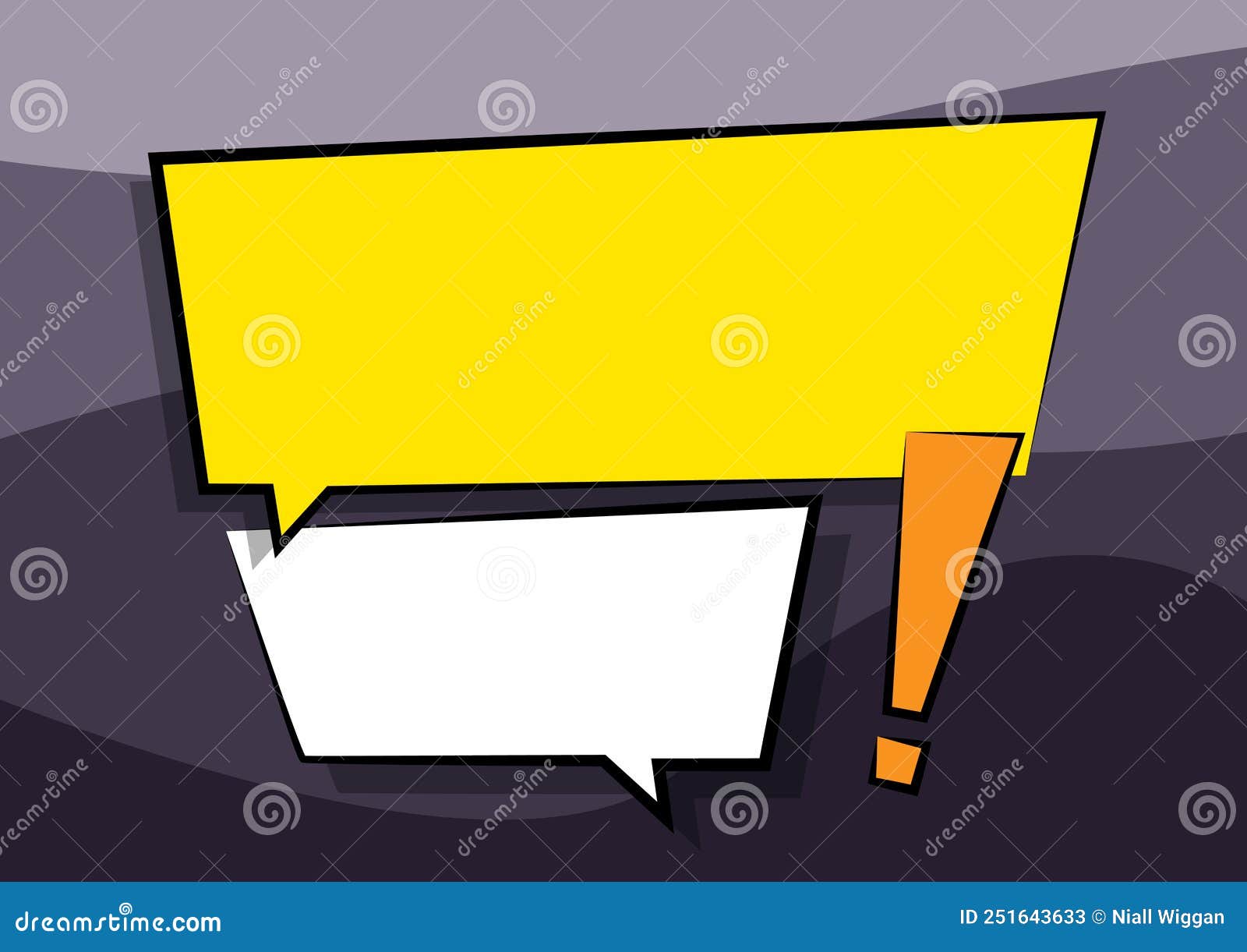 Two Colorful Overlapping Dialogue Box Drawing with Exclamation Mark ...