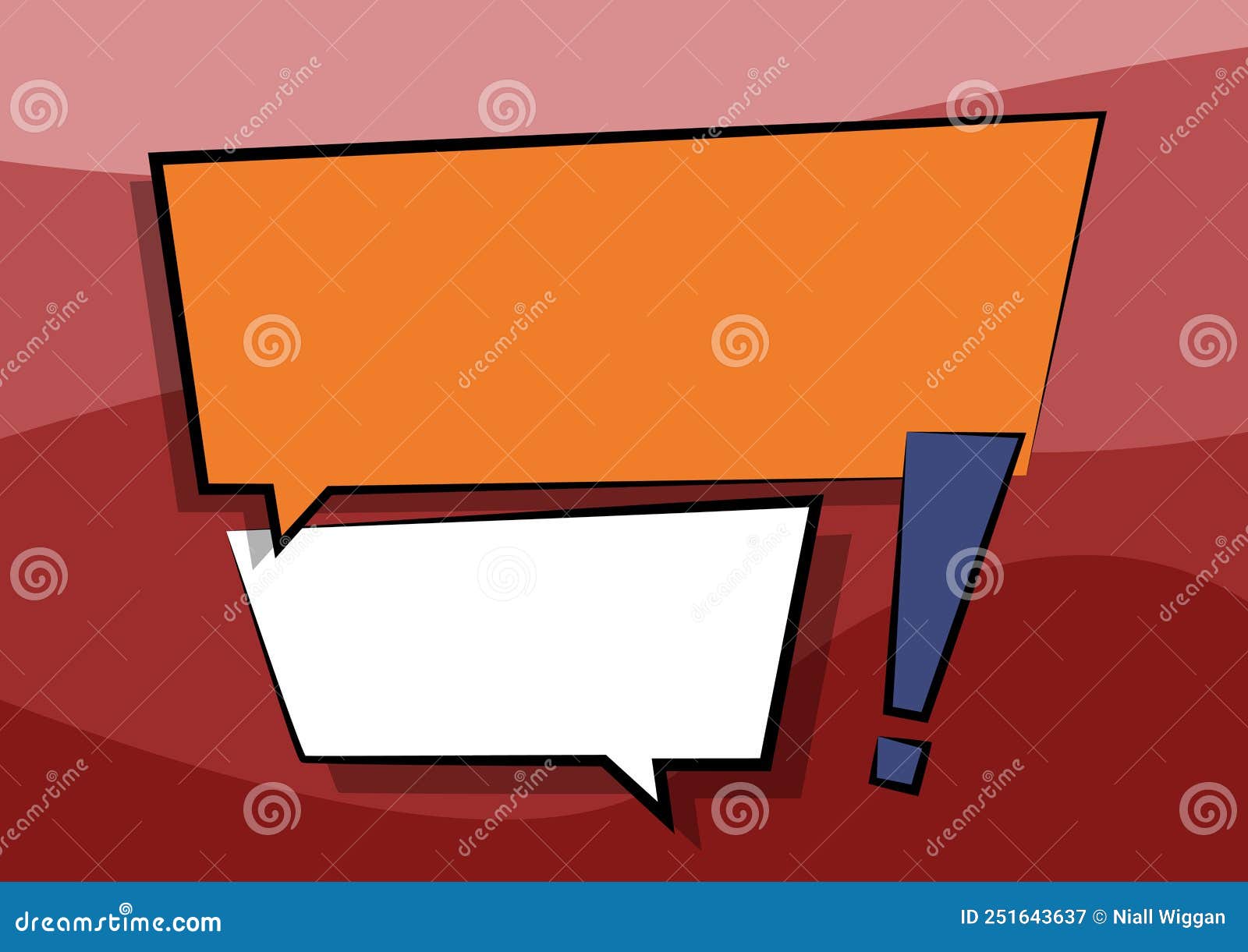Two Colorful Overlapping Dialogue Box Drawing with Exclamation Mark ...