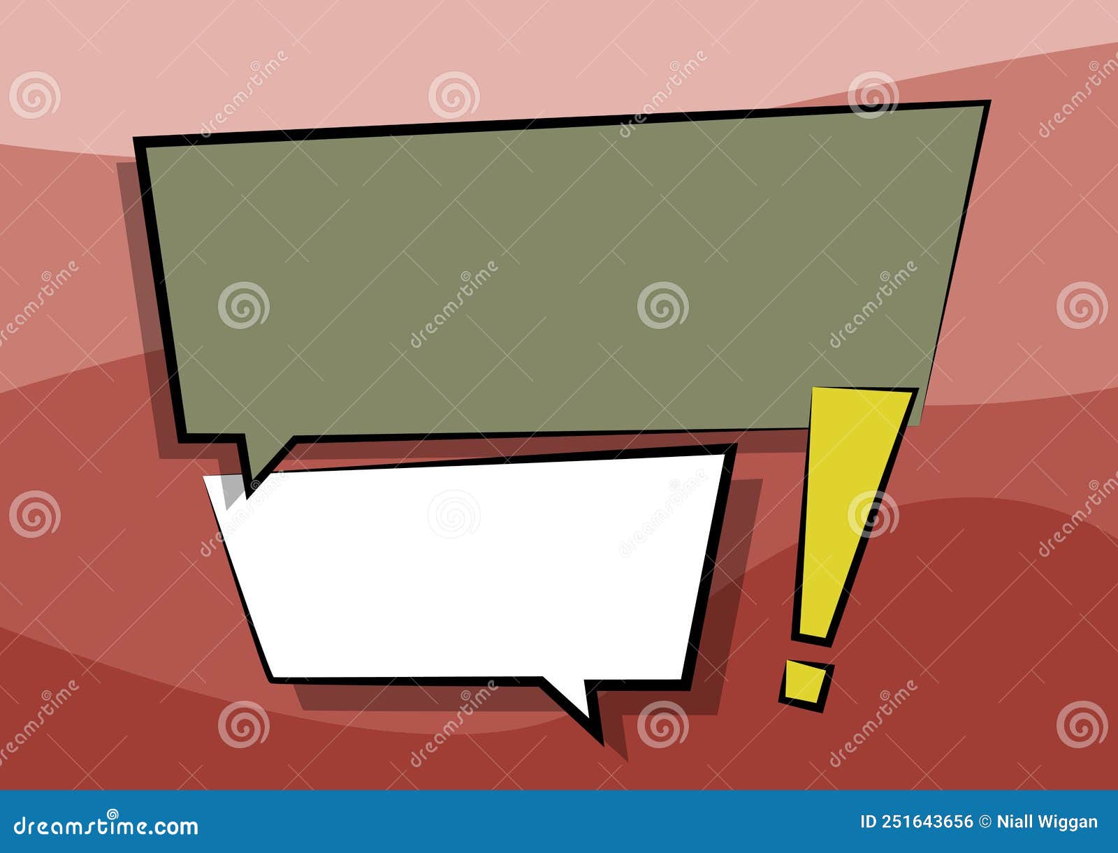Two Colorful Overlapping Dialogue Box Drawing with Exclamation Mark ...