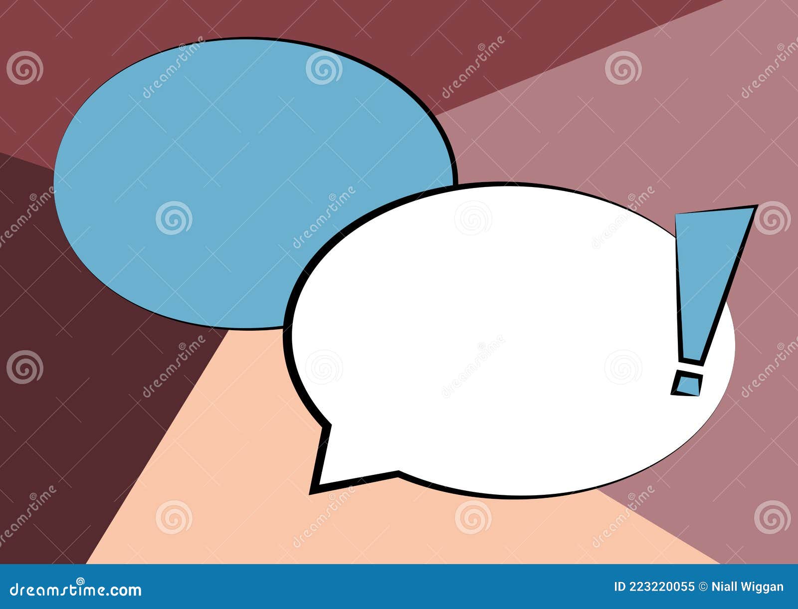 Two Colorful Overlapping Speech Bubble Drawing with Exclamation Mark ...