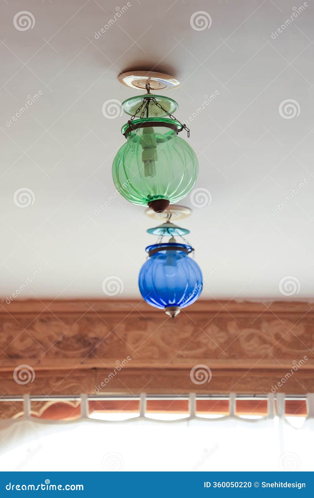 Two Colorful Traditional Ceiling Lamps Stock Photo - Image of ...