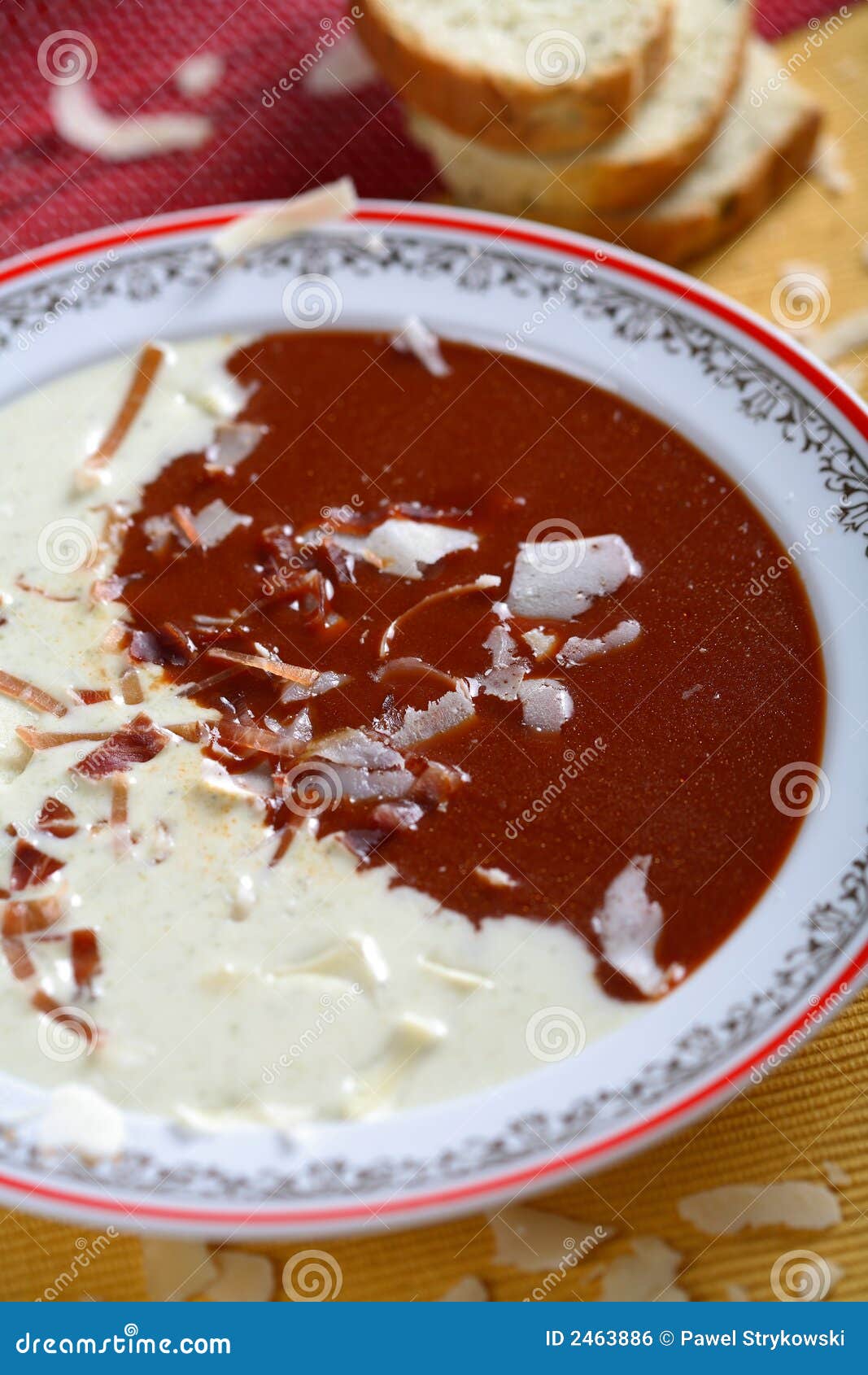 Two colors cold soup stock photo. Image of food, composition - 2463886