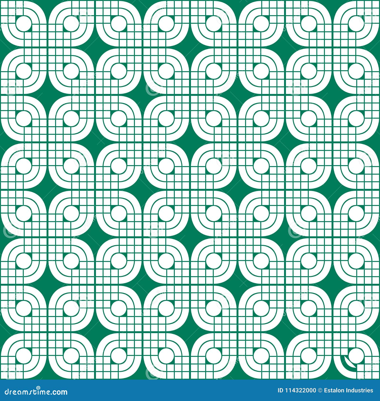 White on Green Geometric Tile Art Deco Seamless Repeat Pattern ...