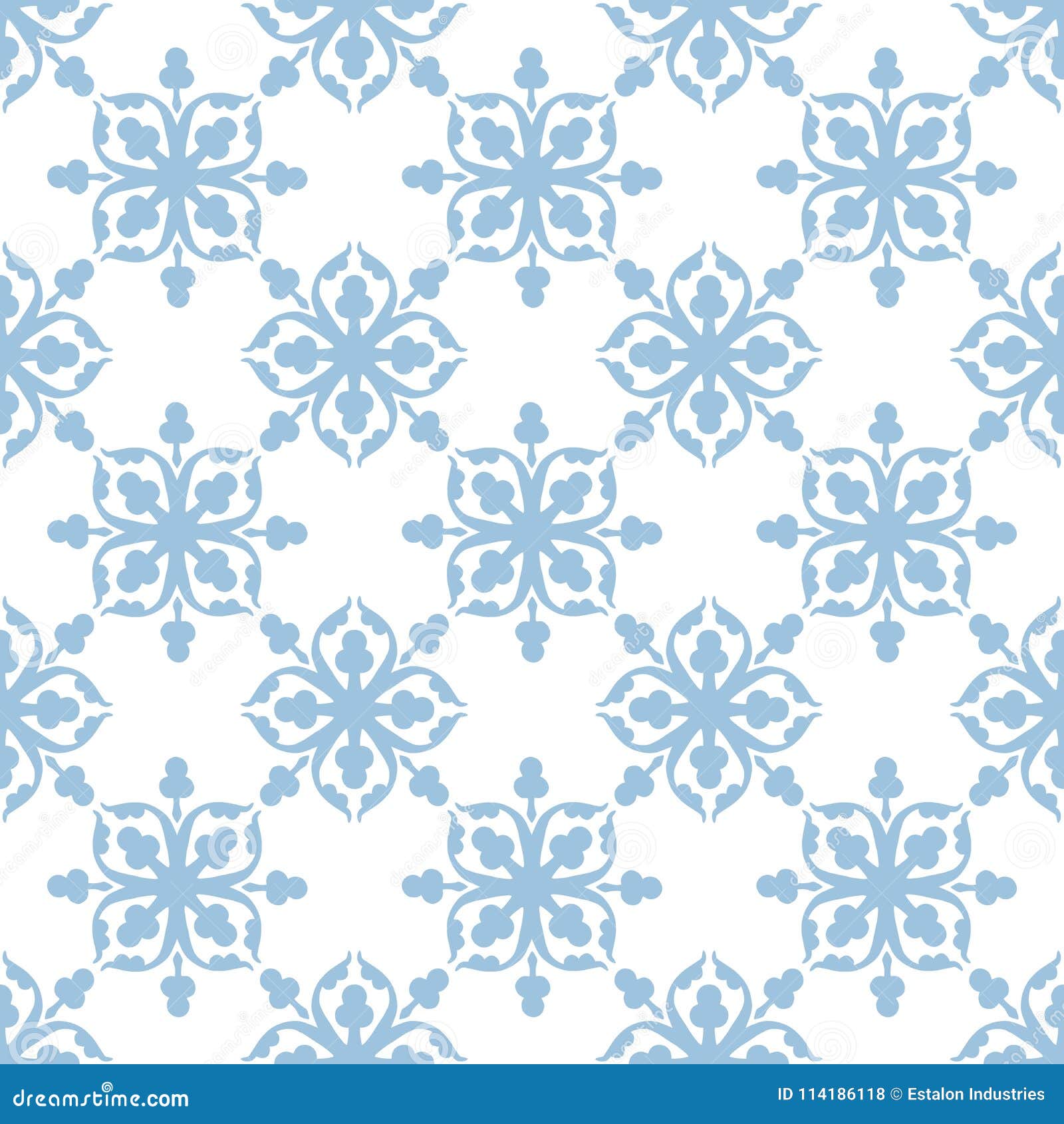 Light Blue on White Geometric Tile with Clubs Seamless Repeat Pattern ...