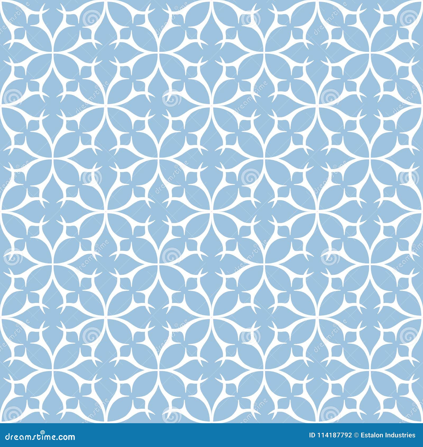 White on Light Blue Geometric Tile Thorn Circle Seamless Repeat Pattern ...