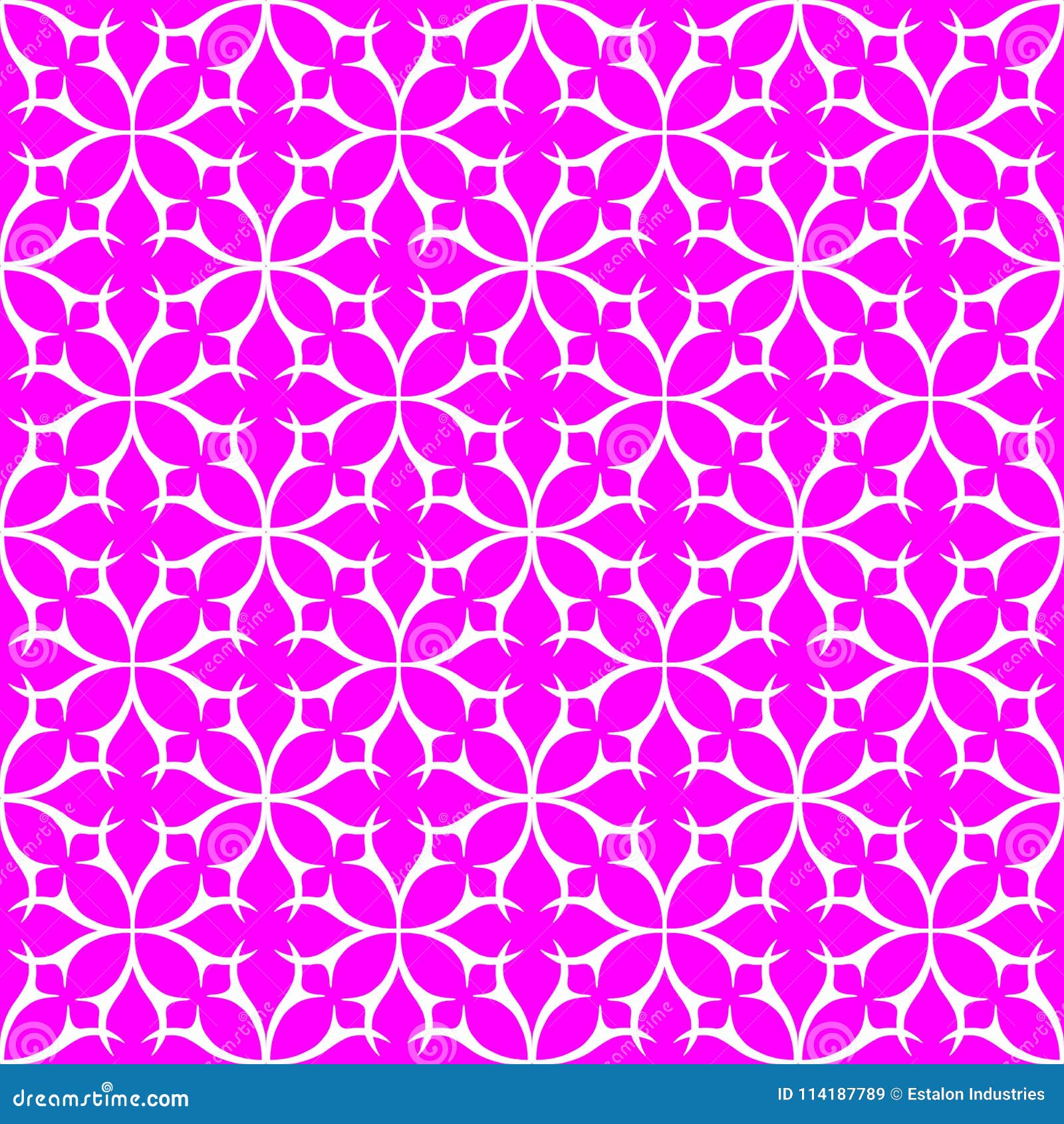 White on Magenta Geometric Tile Thorn Circle Seamless Repeat Pattern ...
