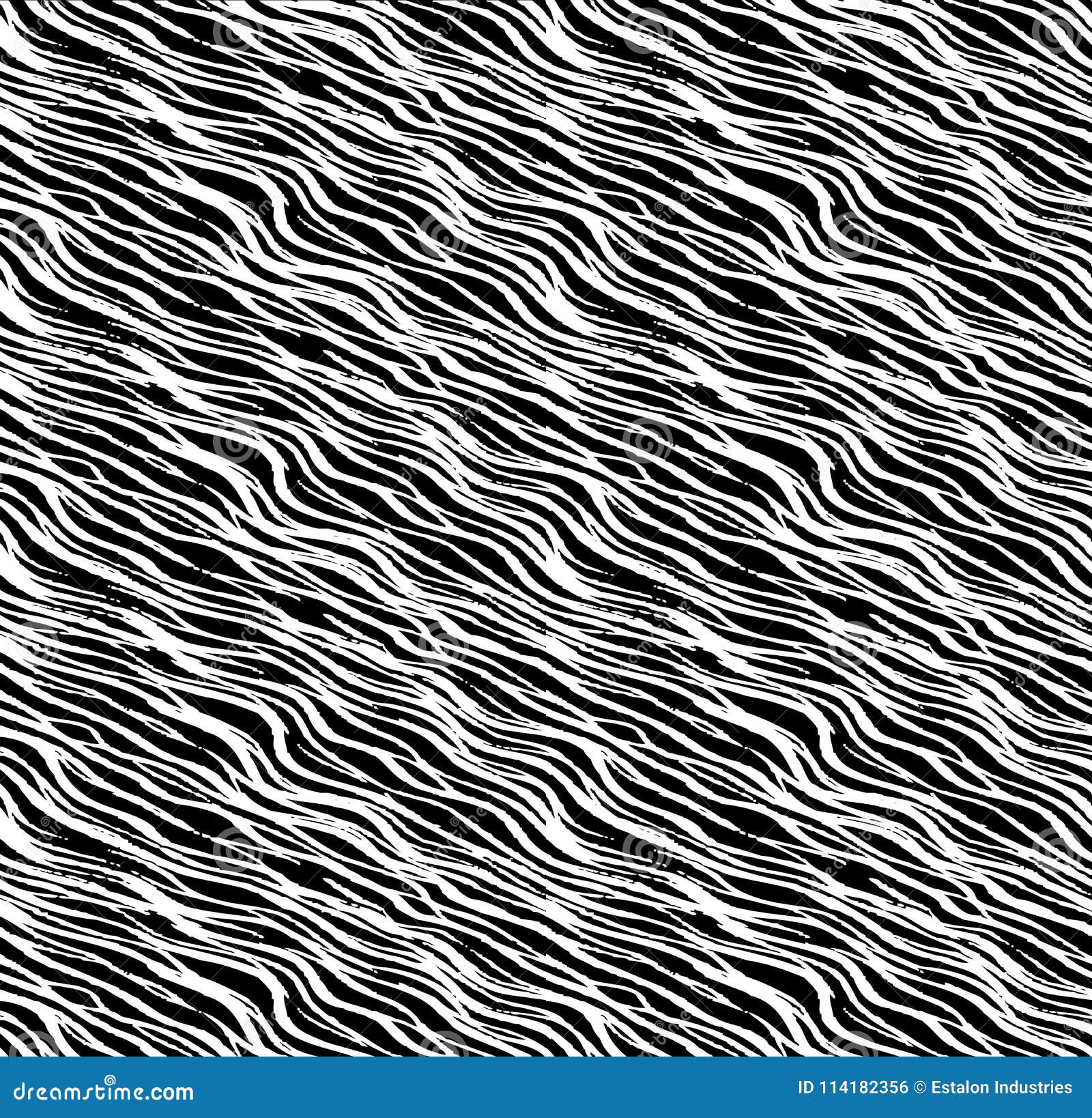 White on Black Hand Drawn Wavy Line Seamless Repeat Pattern Background ...