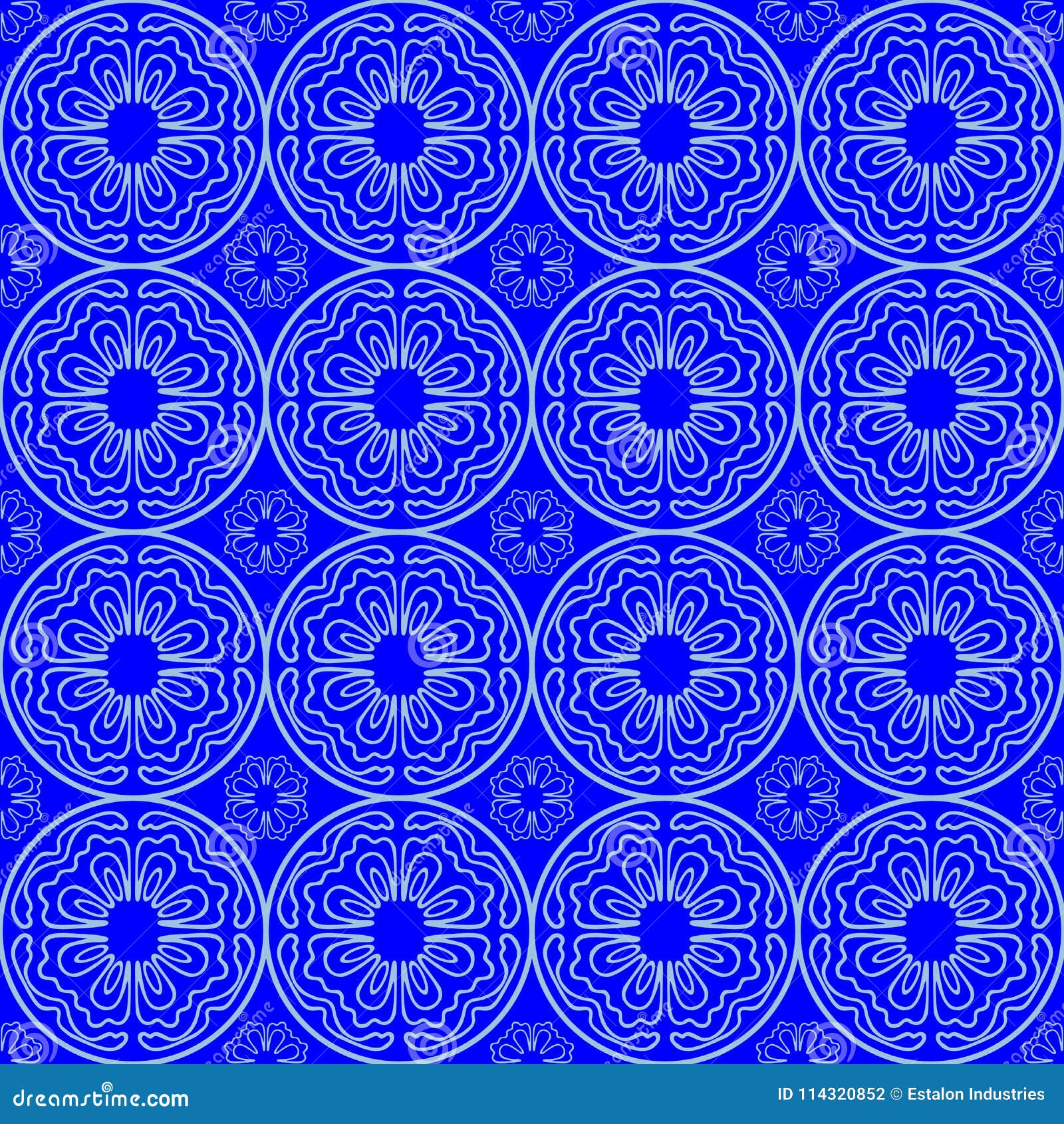 Light Blue on Blue Hand Drawn Wavy Line Tile in a Circle Seamless ...