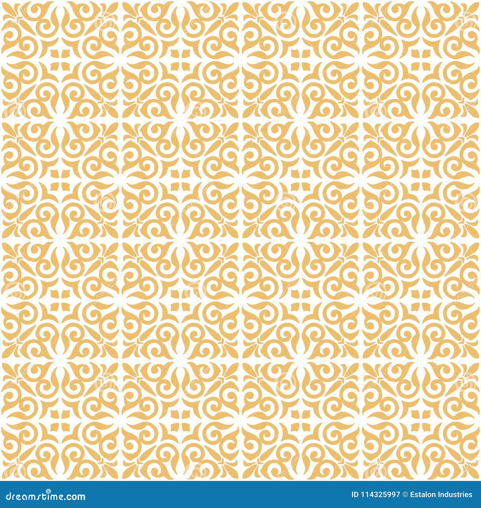 Orange On White Ornamental Scroll Seamless Repeat Pattern Background ...