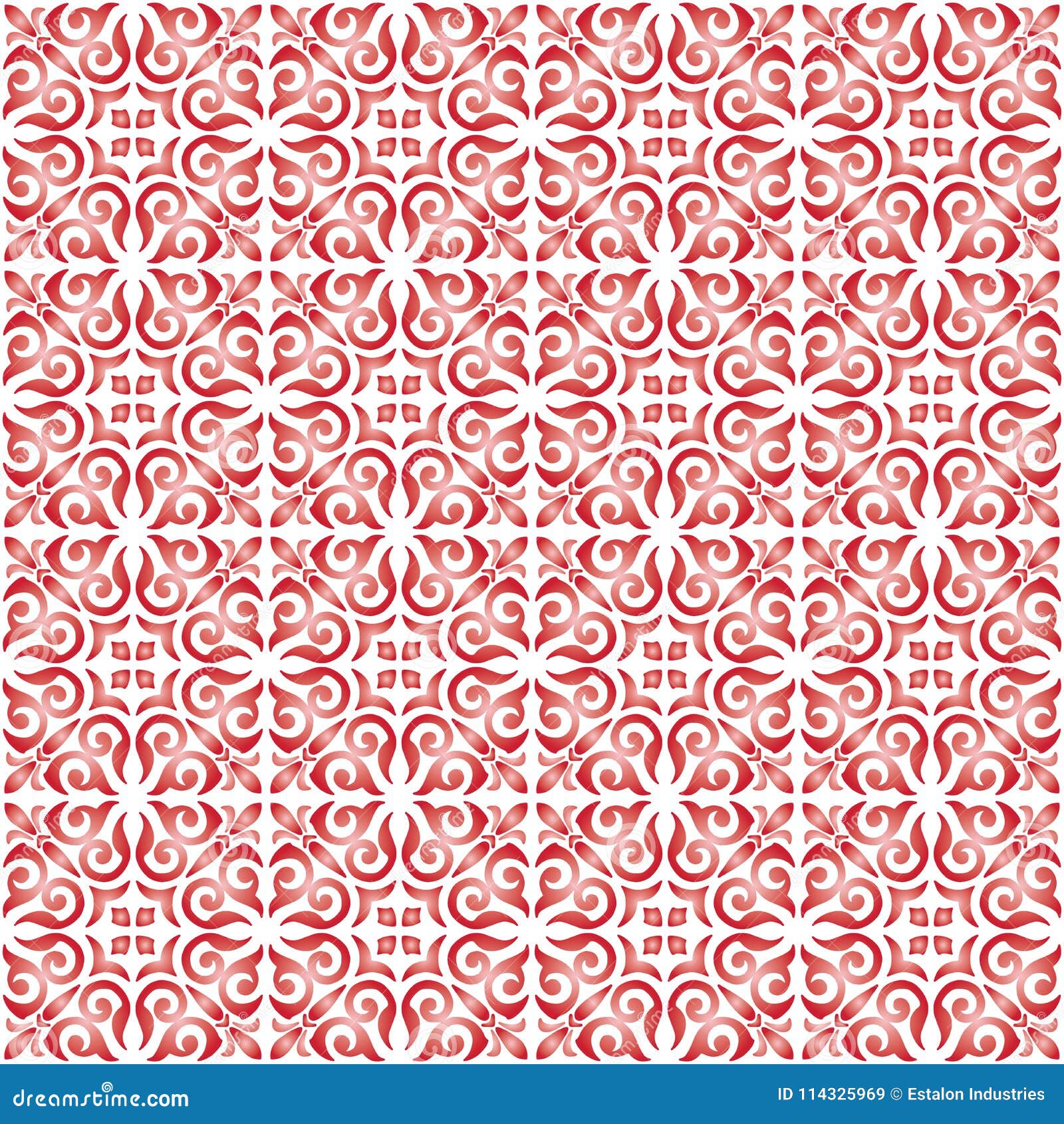 Red Gradient on White Ornamental Scroll Seamless Repeat Pattern ...