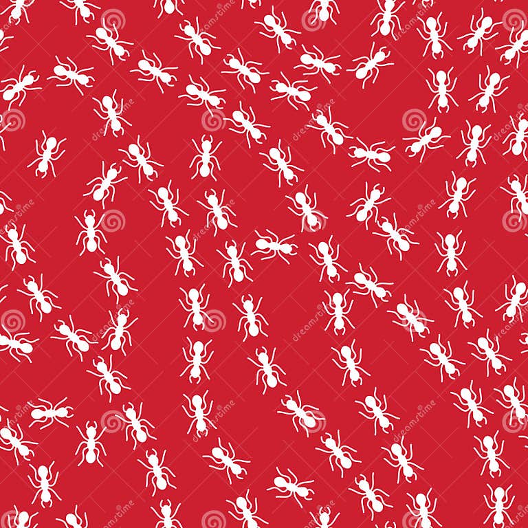 White on Red Random Ant Lines Pattern Seamless Repeat Background Stock ...