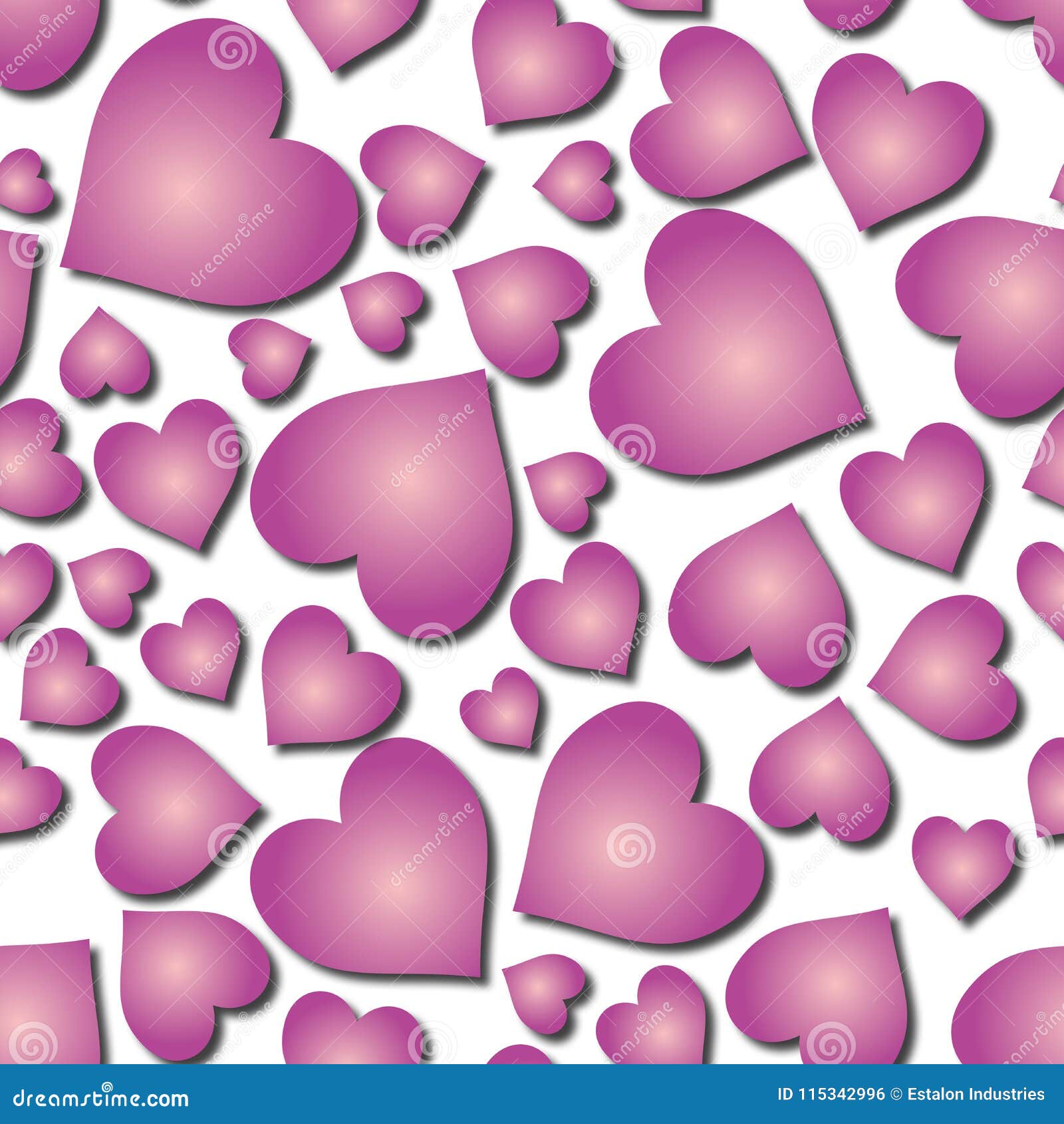 Pink Gradient on White Random Love Heart Pattern Seamless Repeat ...