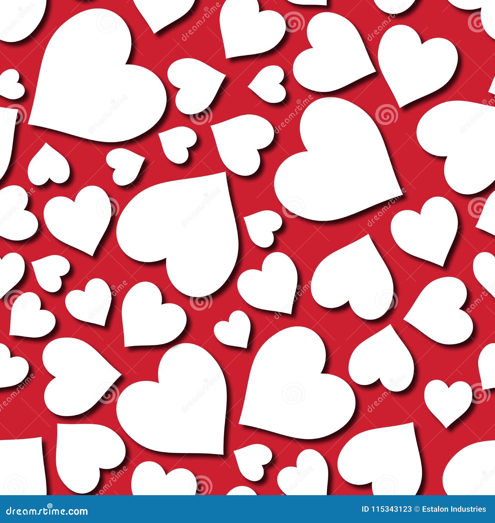 White on Red Random Love Heart Pattern Seamless Repeat Background Stock ...