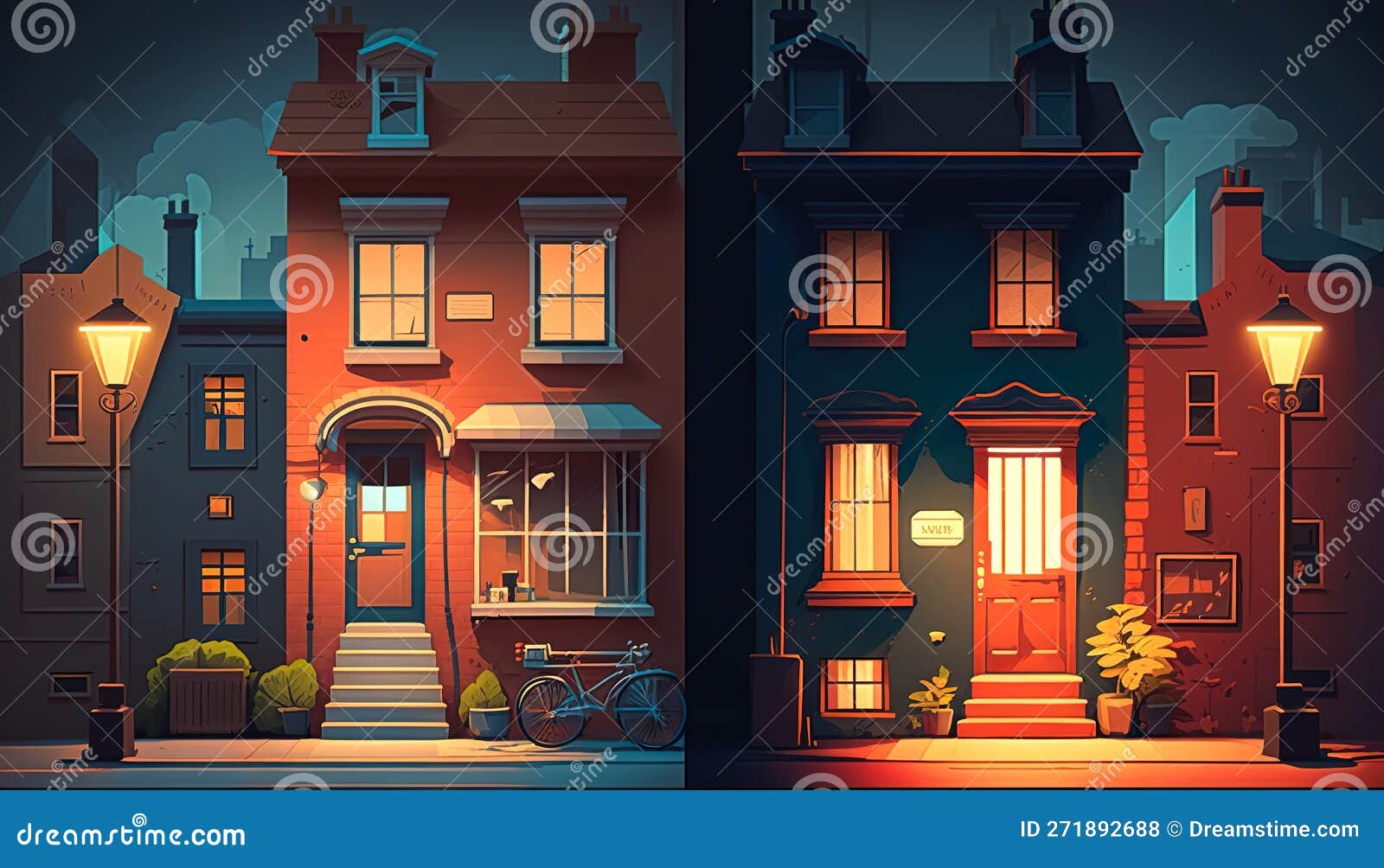 Two Colourful Buildings Side by Side. Generative AI Stock Photo - Image ...