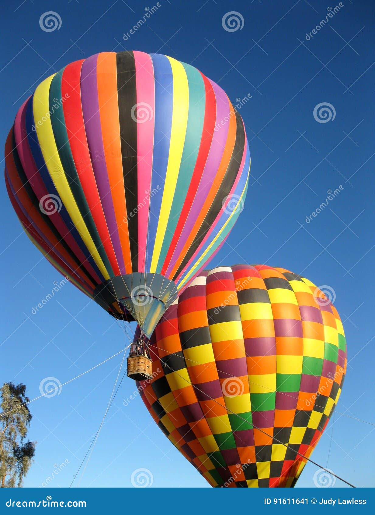 Two Colourful Hot Air Balloons in a Blue Sky Stock Image - Image of ...