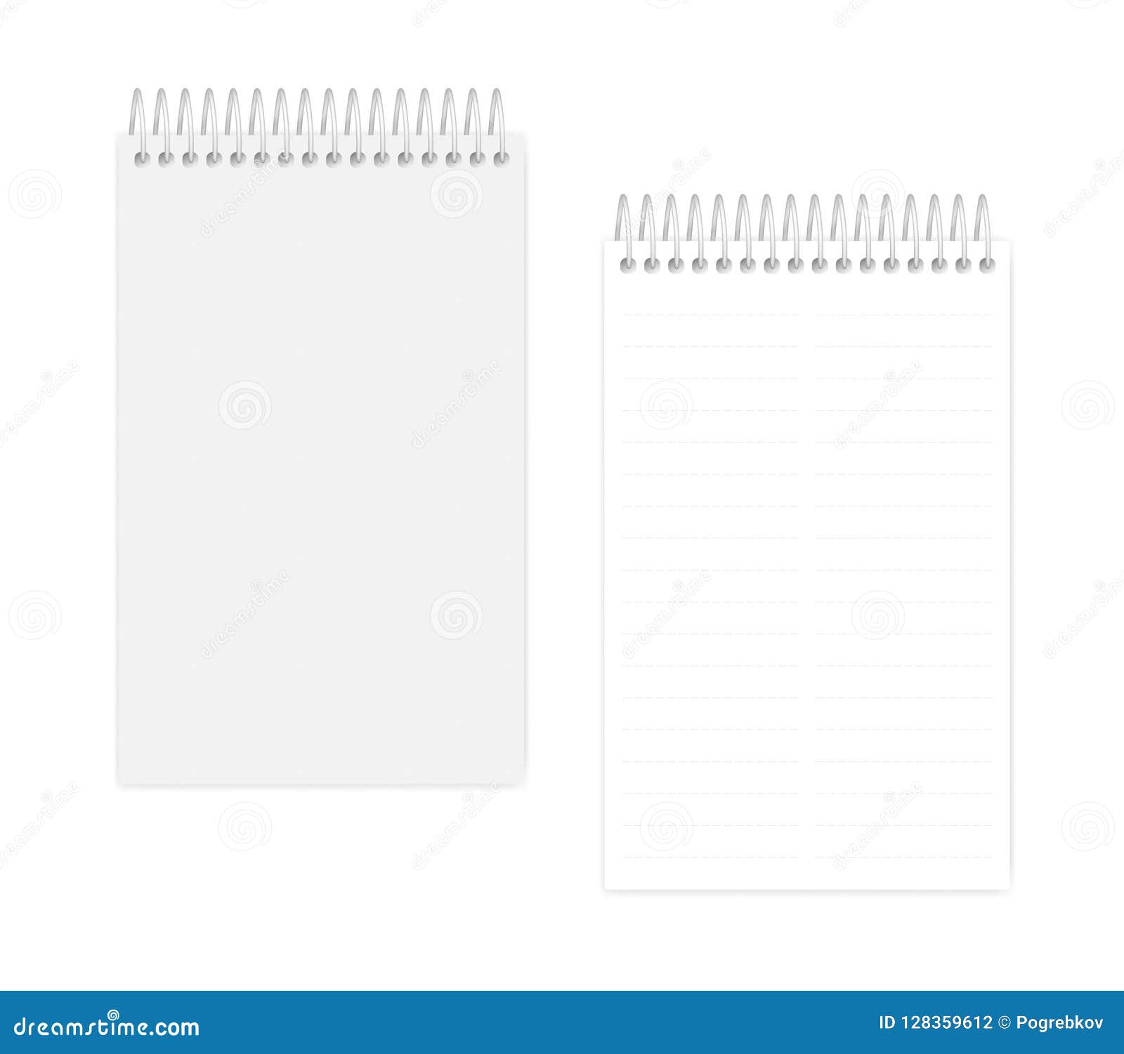Two Column Dashed Line Notebook With Side Perforation Sheets Vector ...
