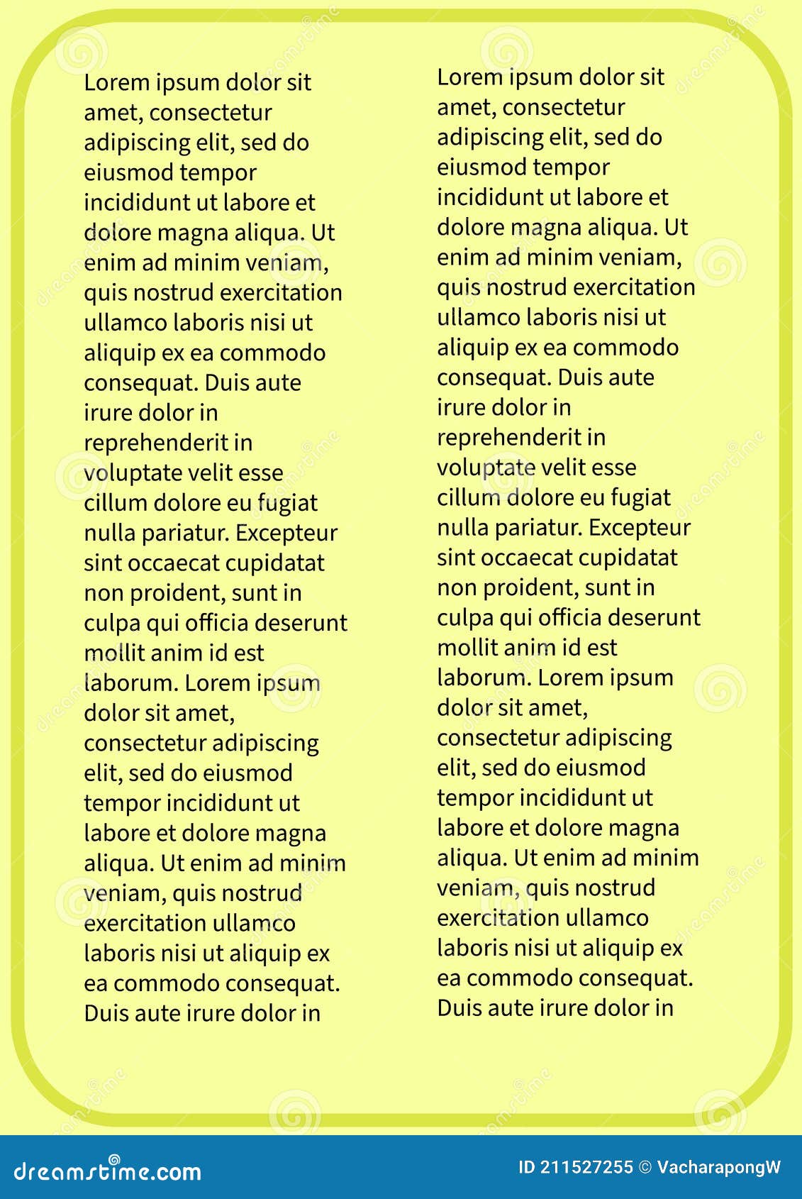 Two Column Template Page with Frame Stock Illustration - Illustration ...