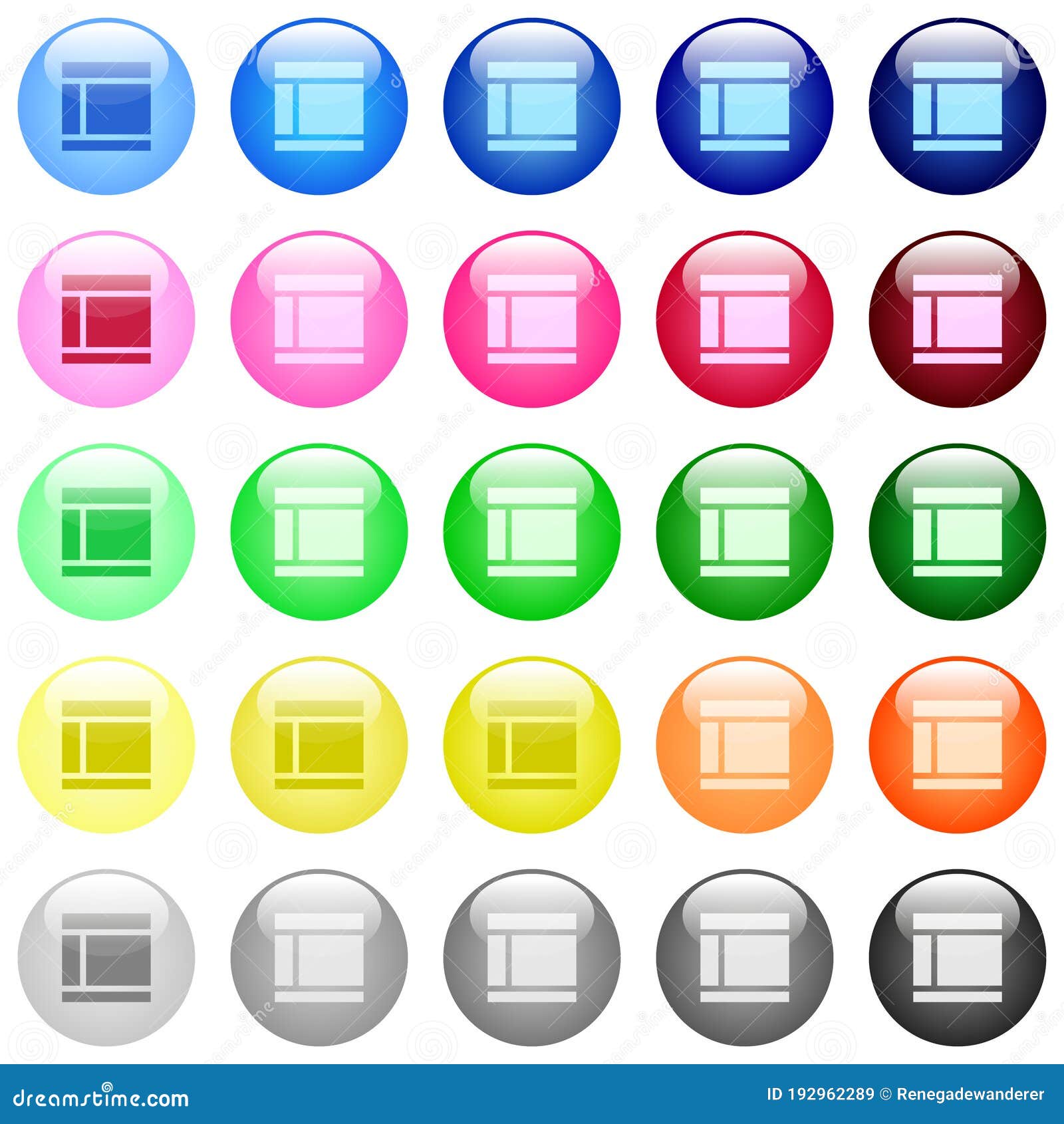 Two Columned Web Layout Icons in Color Glossy Buttons Stock Vector ...