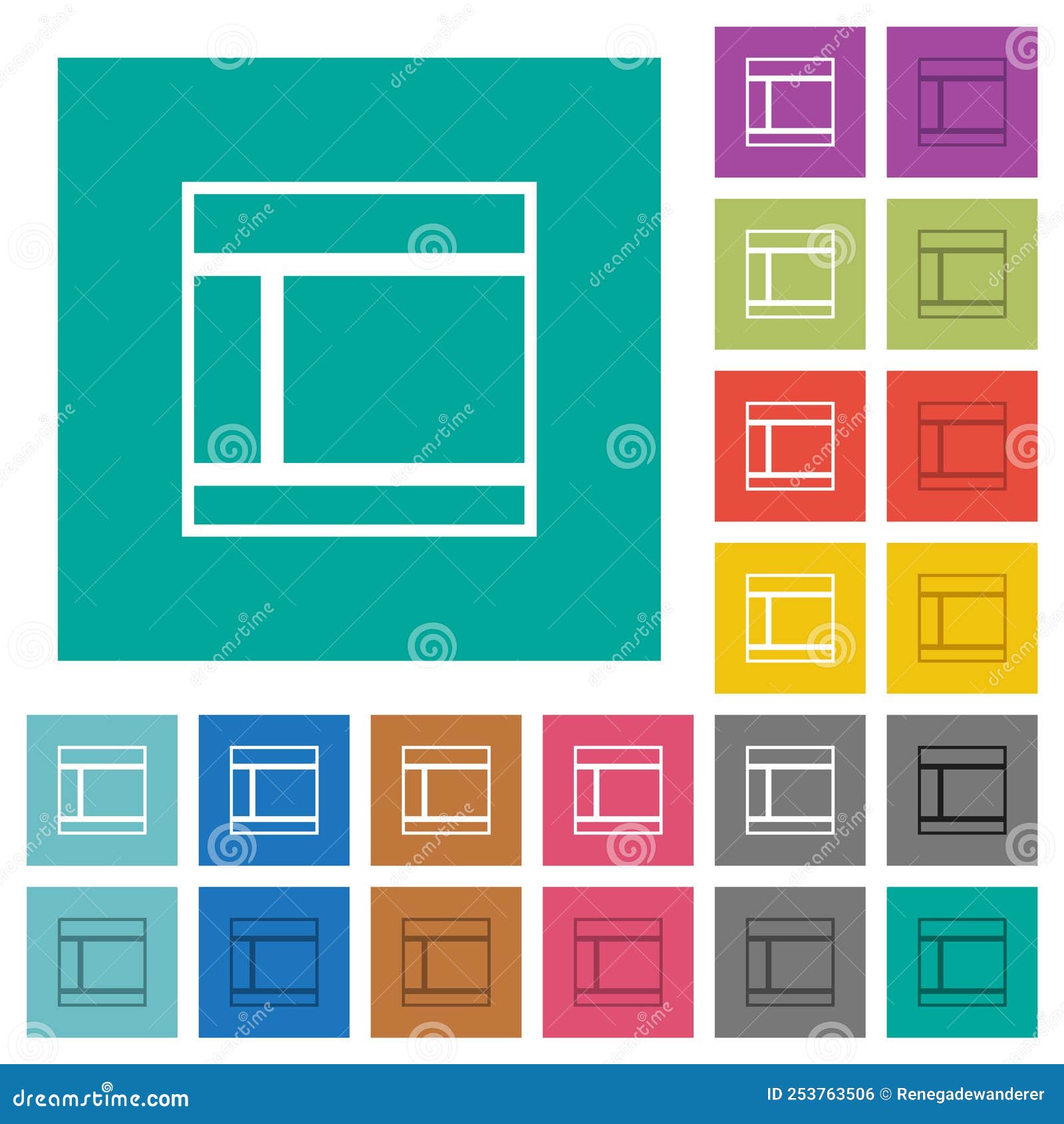 Two Columned Web Layout Outline Square Flat Multi Colored Icons Stock ...