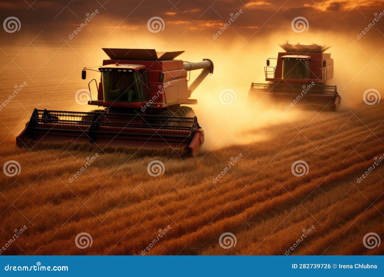 Combine Harvesters And Forage Harvester Cartoon Vector | CartoonDealer ...