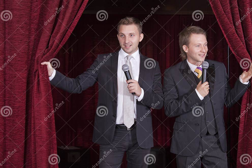 Two Comedian Actors on Stage Stock Image - Image of showman ...