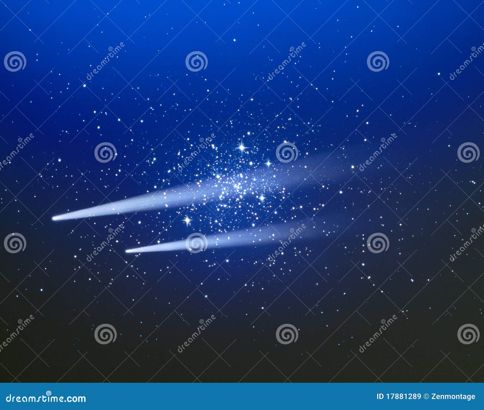 Two Comets in the Night Sky Stock Illustration - Illustration of space ...