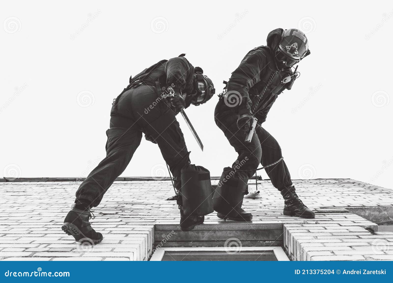 Two Commandos Train at the Base. Climbers Stock Photo - Image of ...