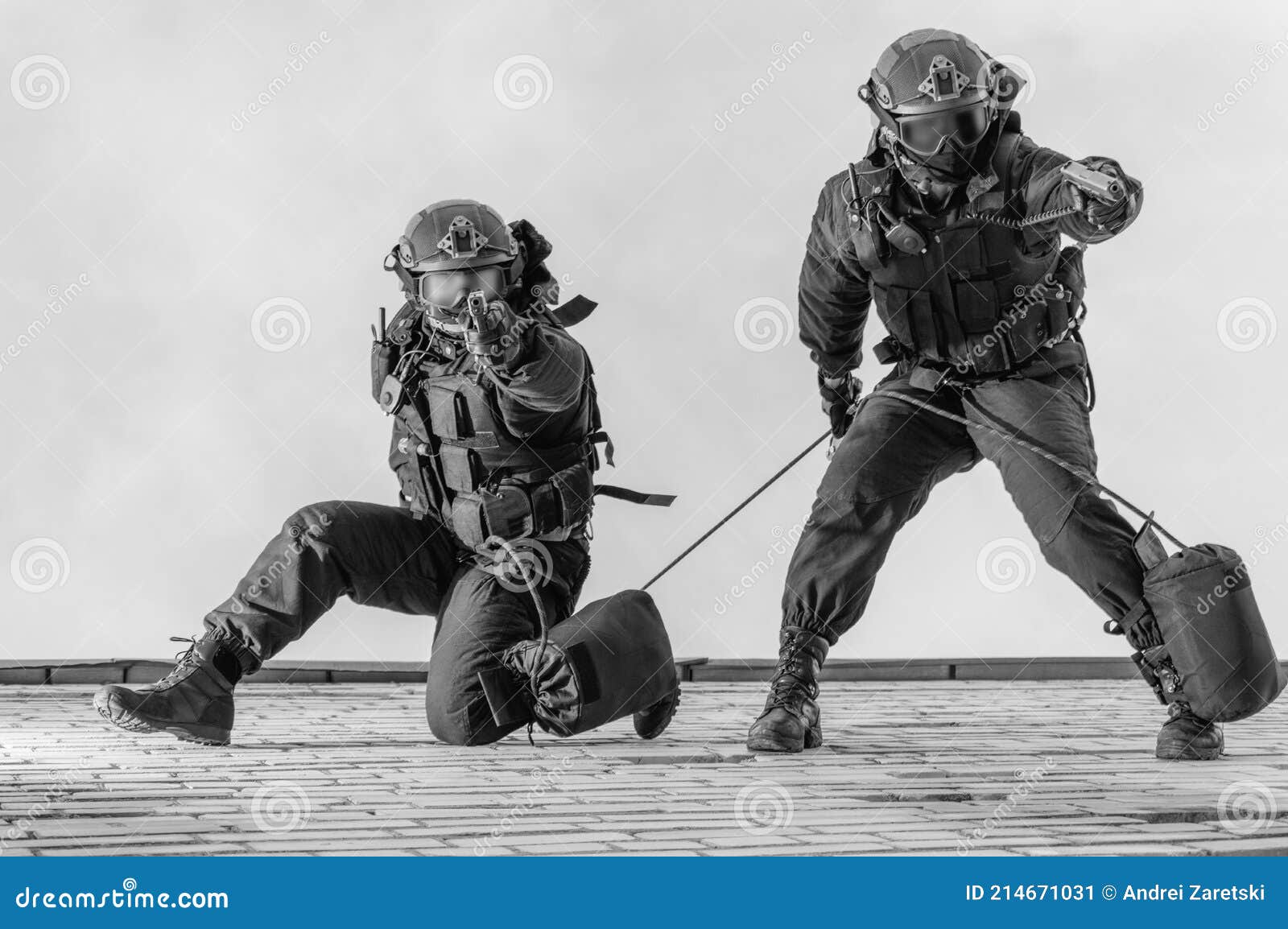 Two Commandos Train at the Base. Climbers Stock Image - Image of range ...