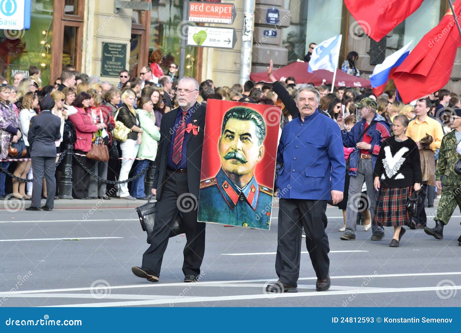 Two Communist Have a Portrait of Stalin Editorial Stock Photo - Image ...