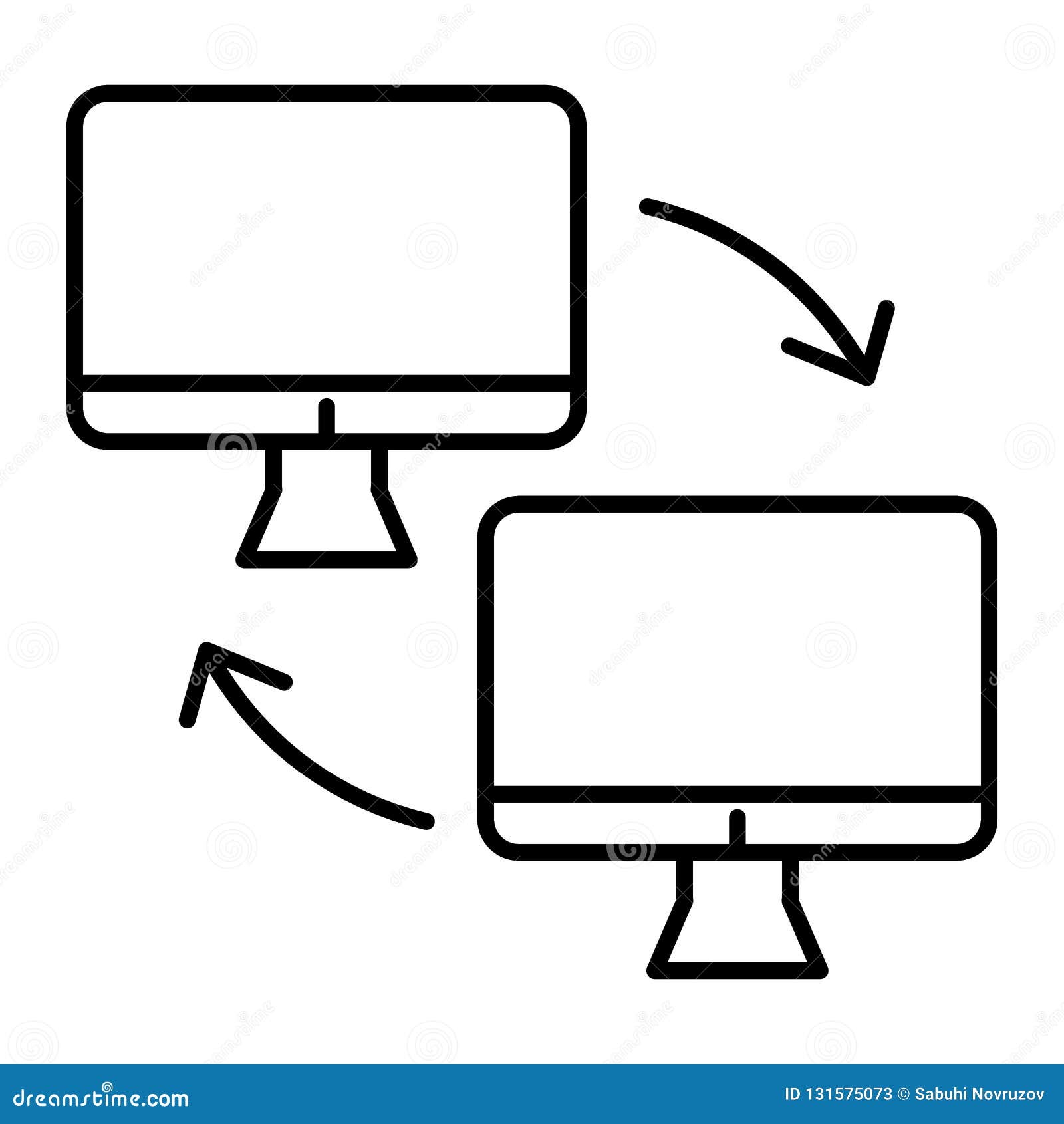 Two Computer with Arrows Thin Line Icon. Computer Exchange Vector ...