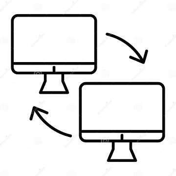 Two Computer with Arrows Thin Line Icon. Computer Exchange Vector ...