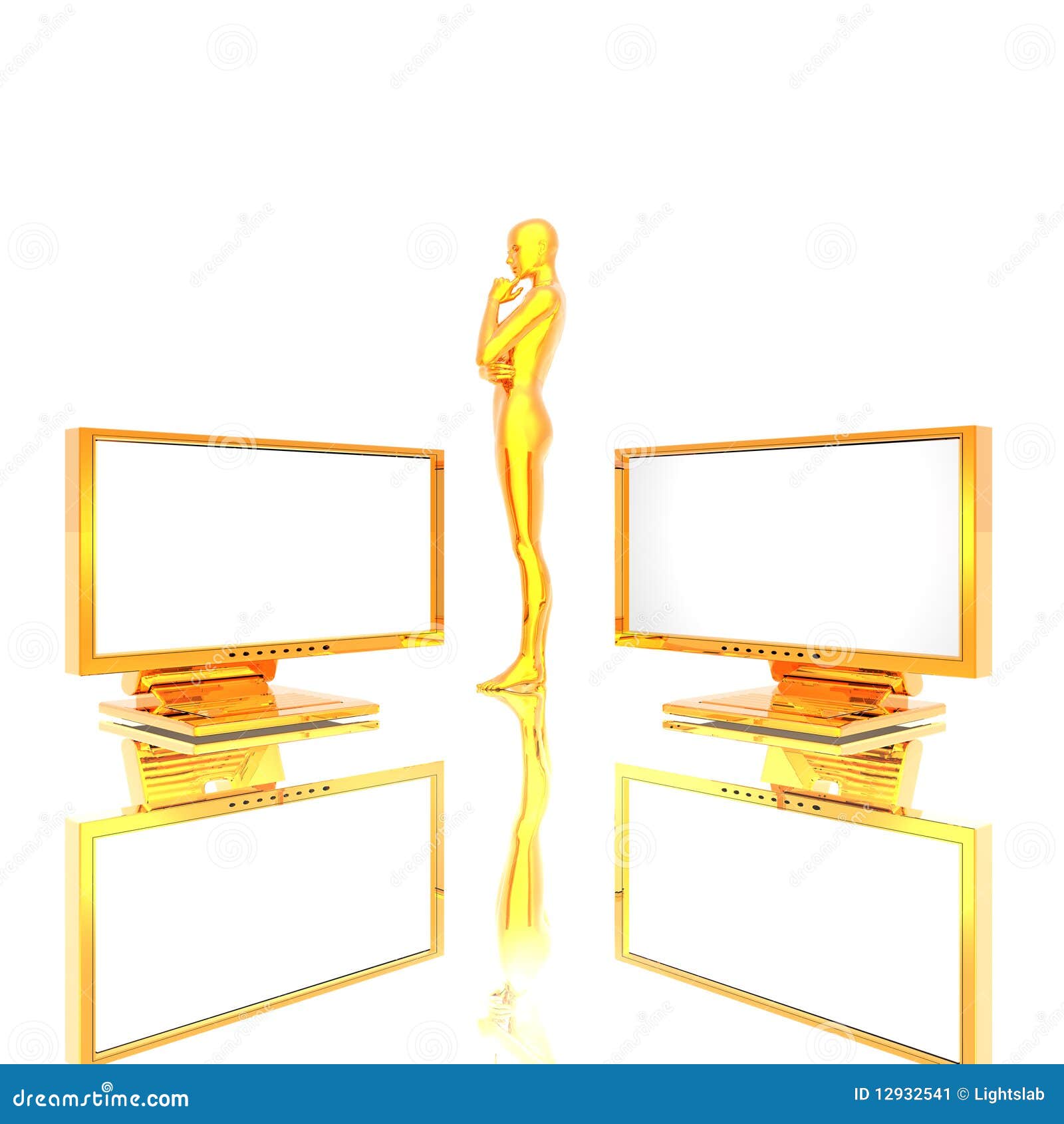 Two computer monitors stock illustration. Illustration of electronics ...