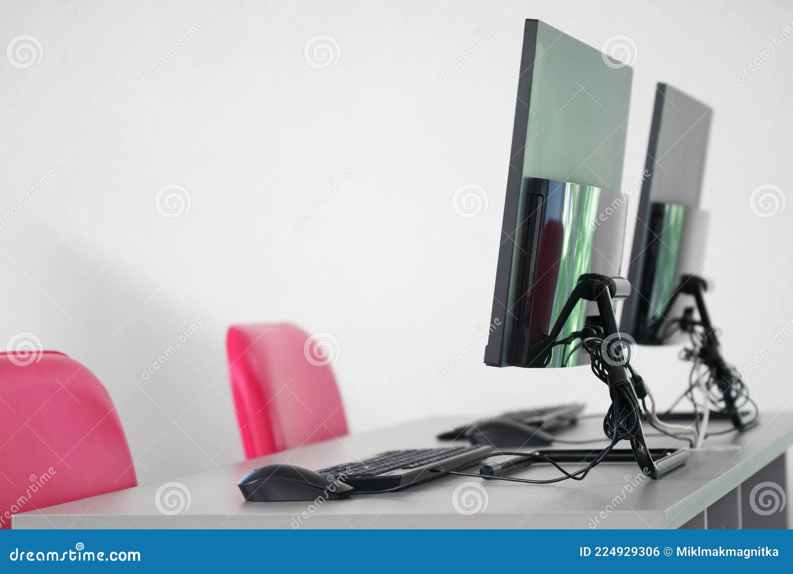Two Computer Monitors or Monoblocks - Panel Pc, Installed on a Table in ...