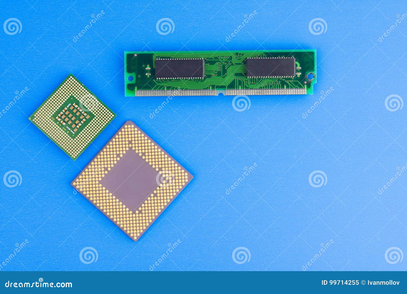 Two Computer Processors and Memory Chip Stock Image - Image of chip ...
