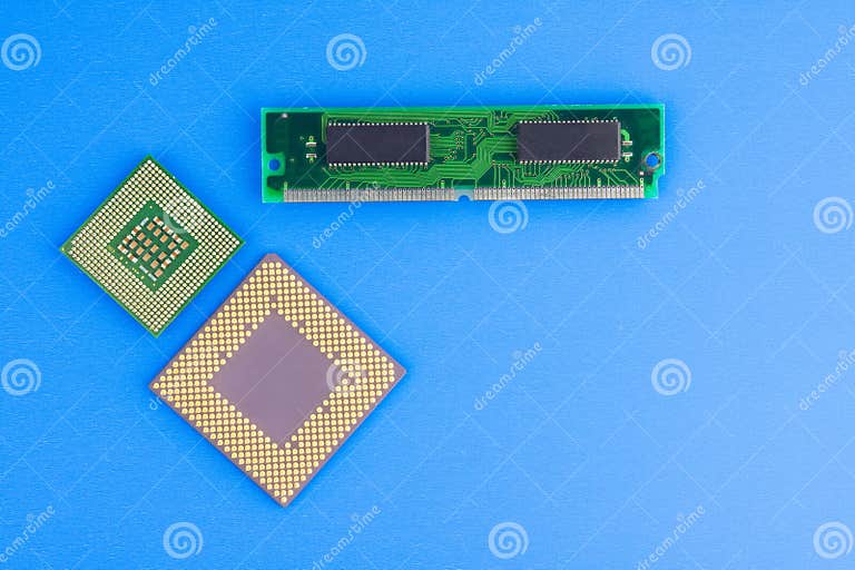 Two Computer Processors and Memory Chip Stock Image - Image of chip ...