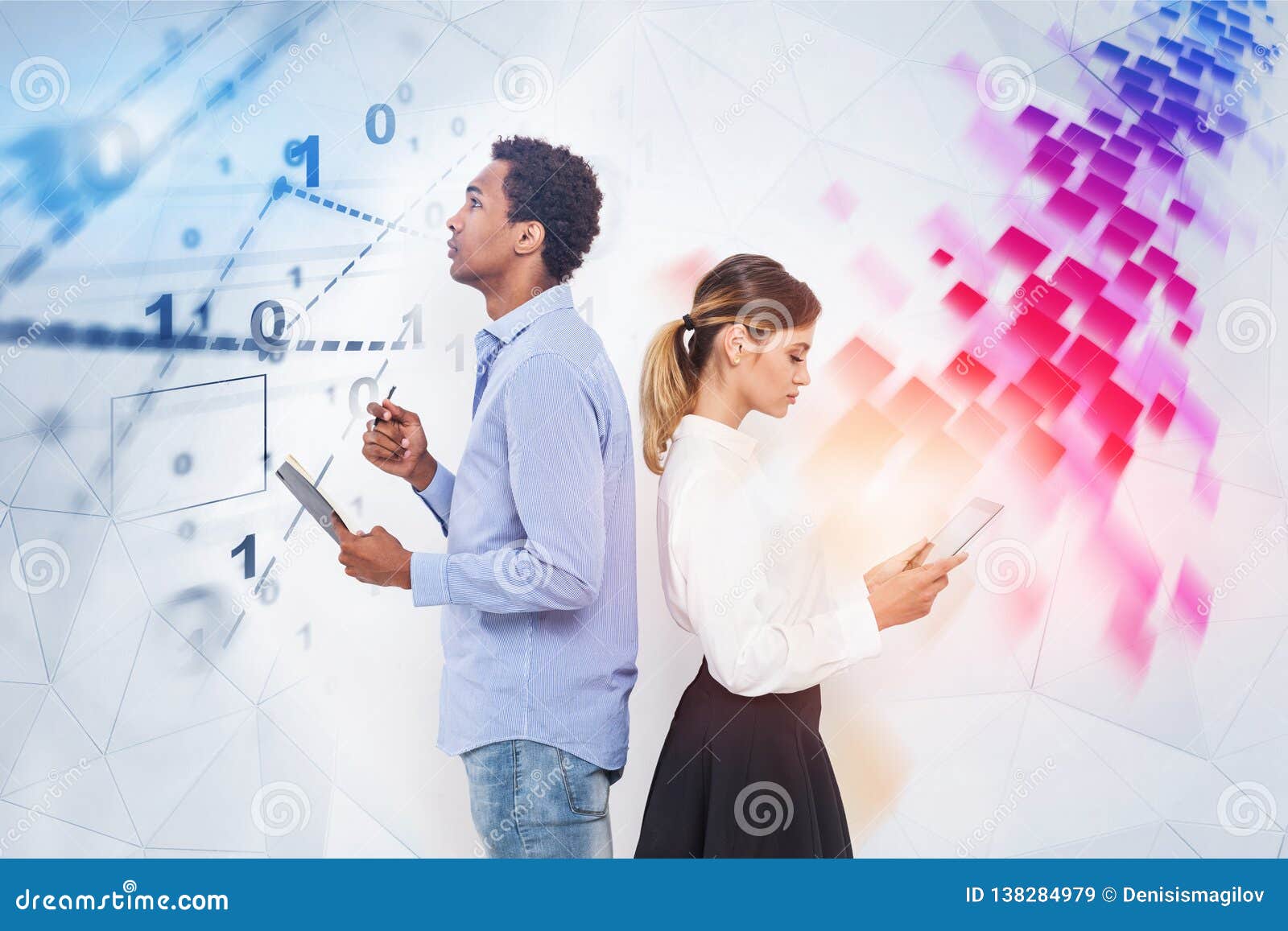 Two Computer Science Students, Binary Interface Stock Image - Image of ...