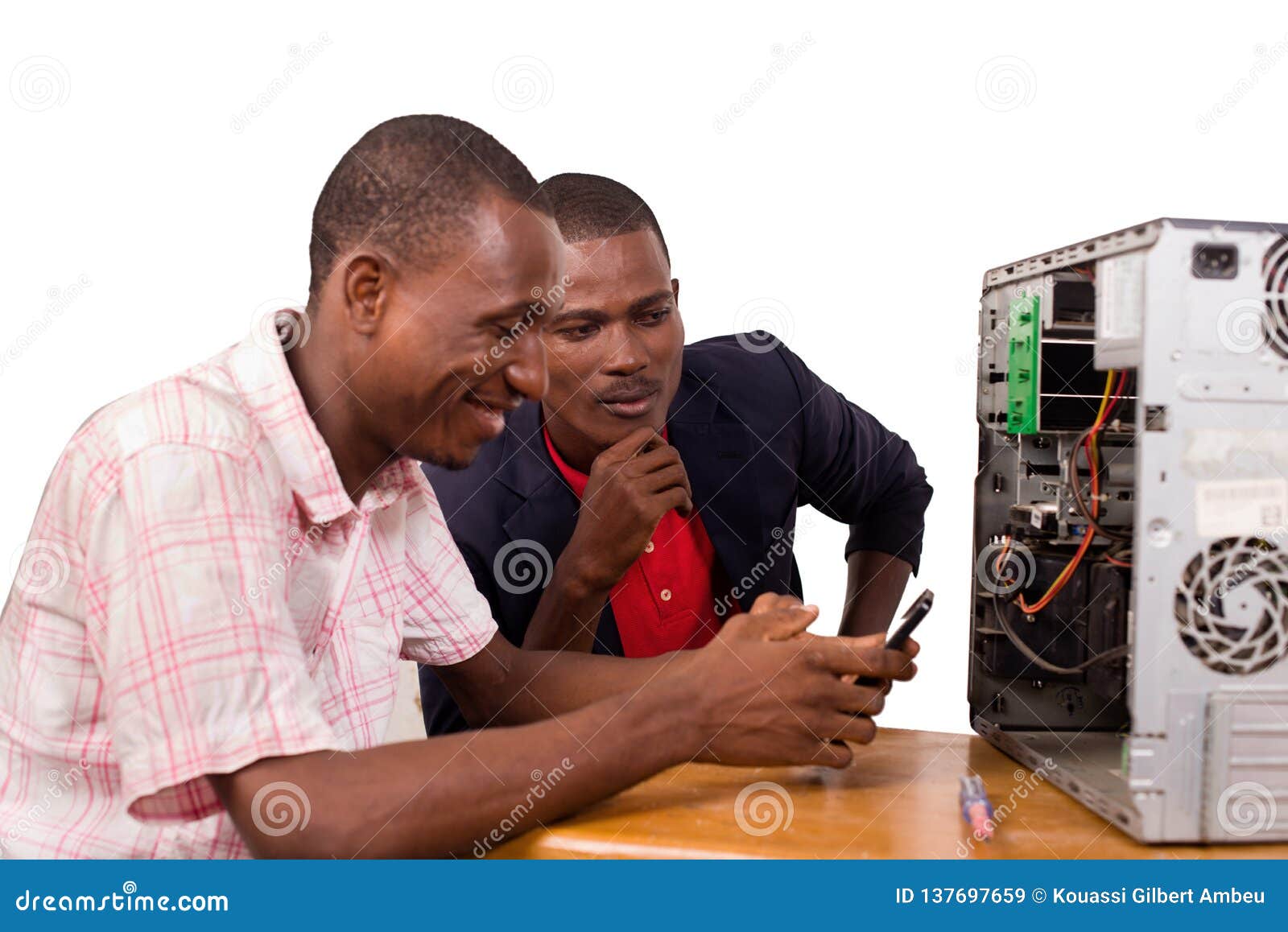 Two Computer Scientists Repair a Computer Stock Image - Image of serve ...