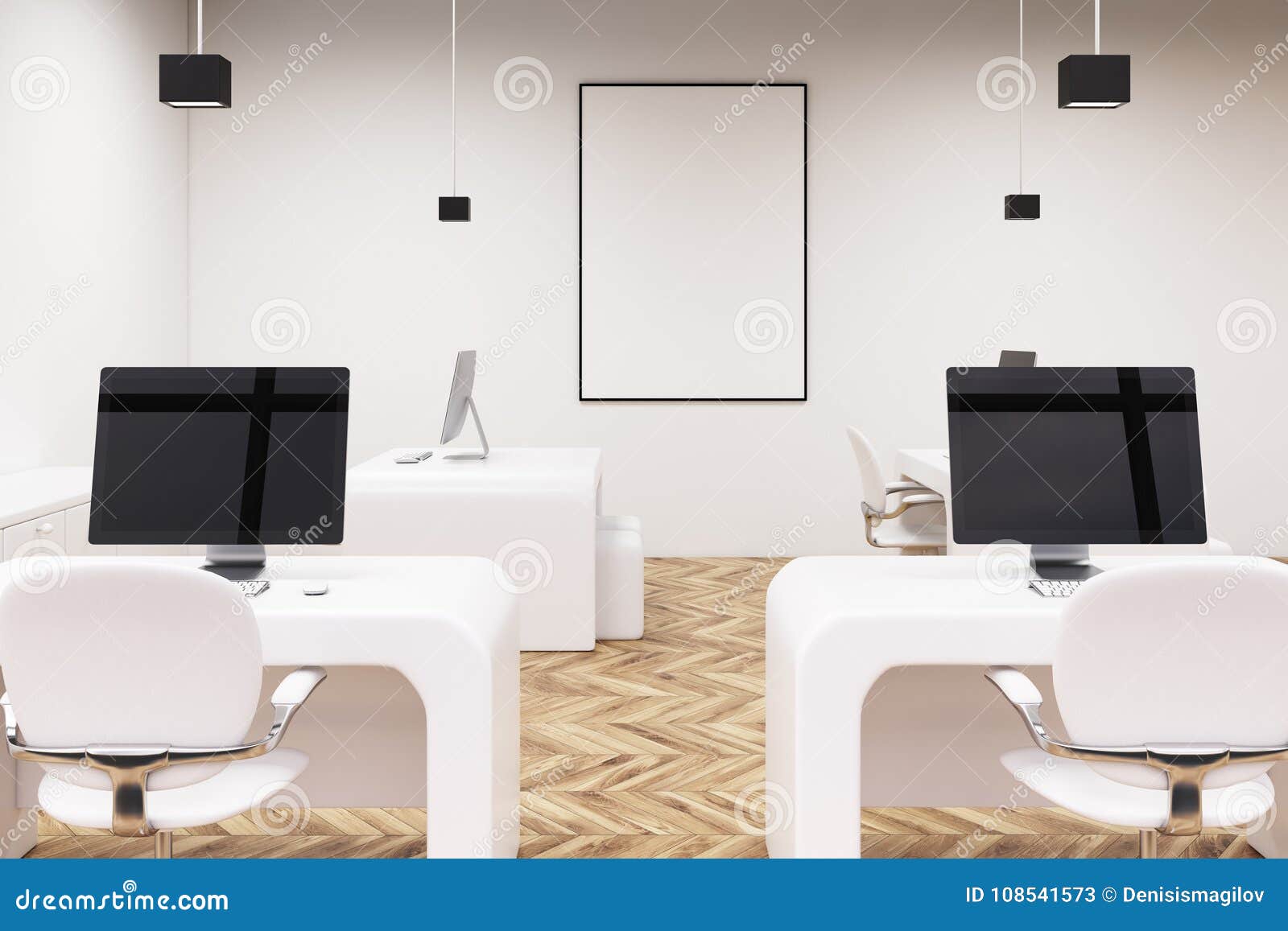 Two Computers with Black Screens, Office Stock Illustration ...