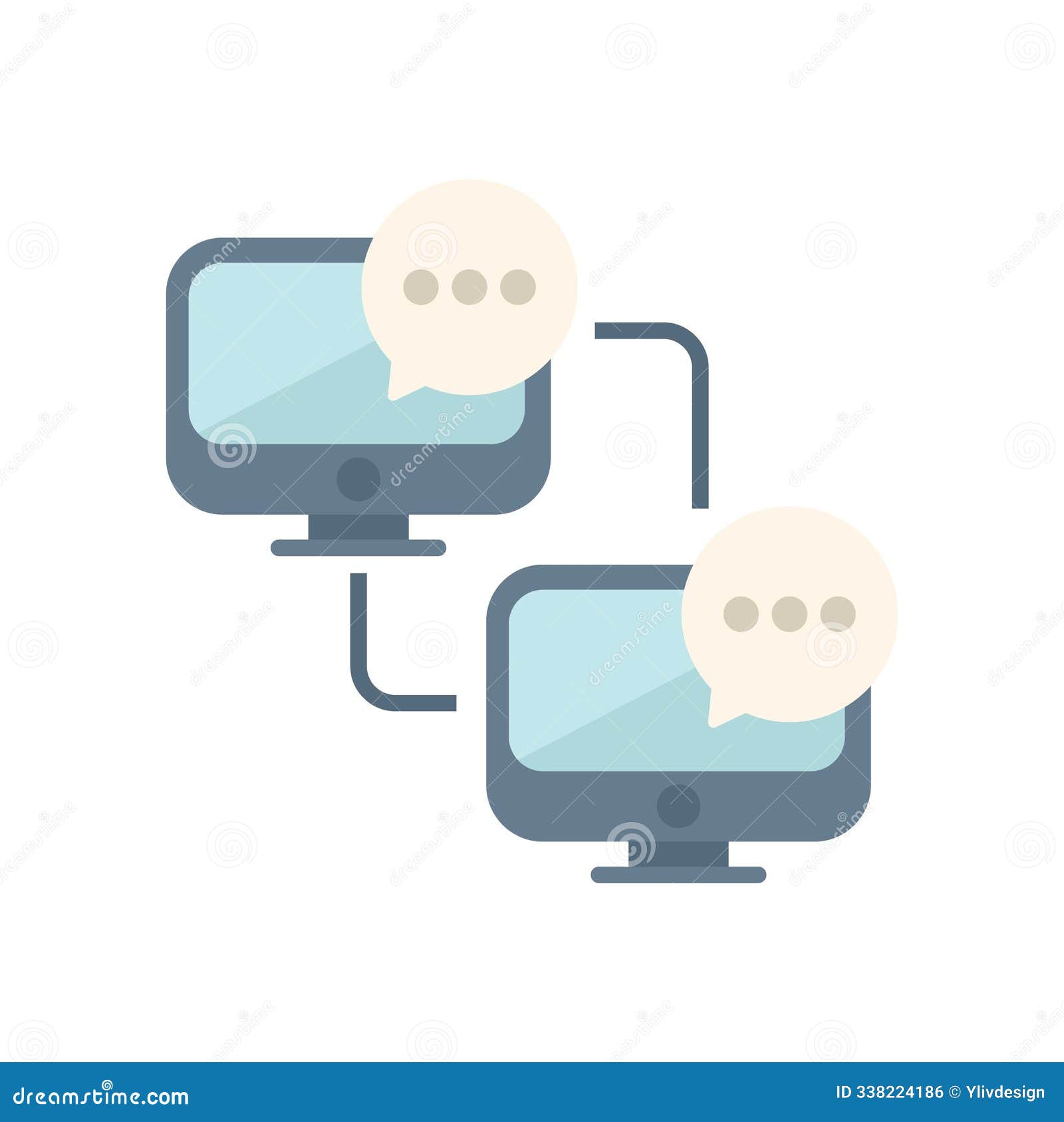 Two Computers Exchanging Messages through Network with Speech Bubbles ...
