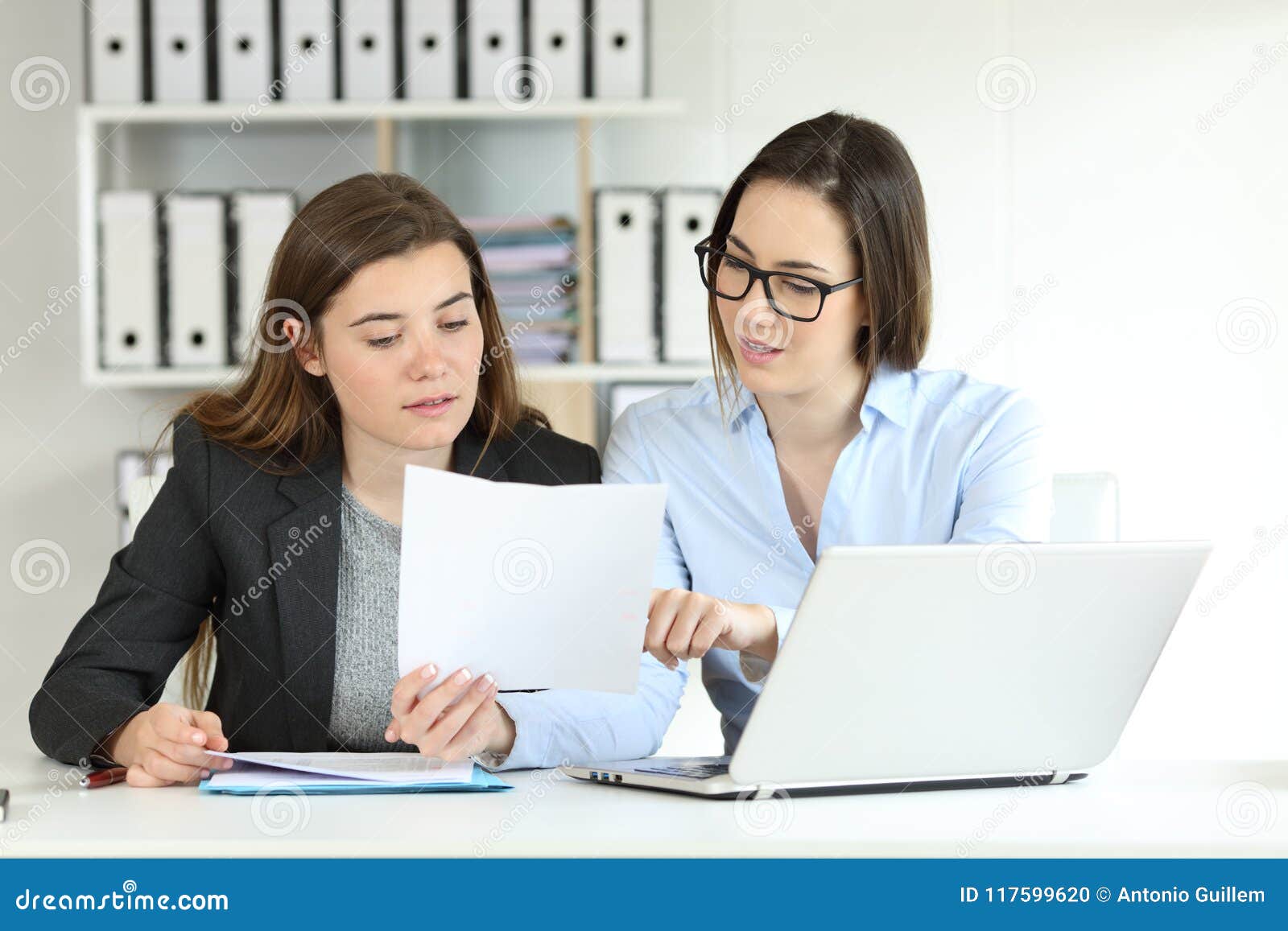 Office Workers Coworking Comparing Documents Stock Photo - Image of ...