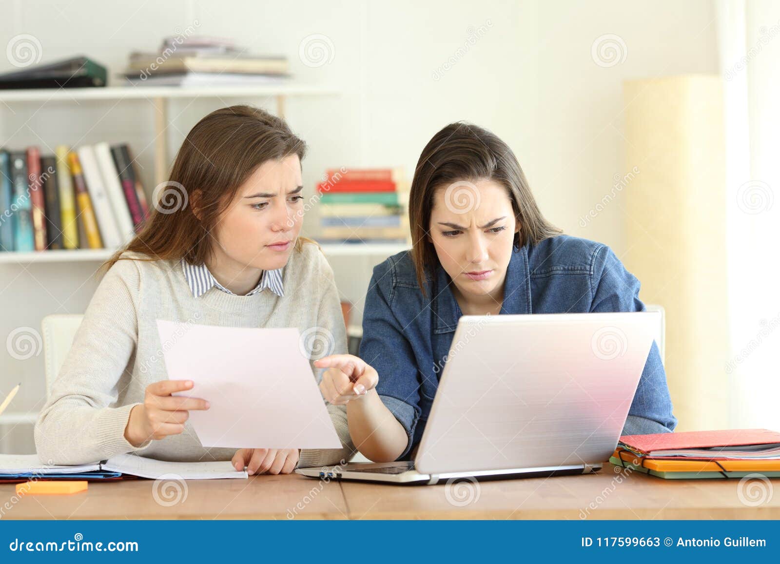 Concentrated Students Comparing Documents Online Stock Image - Image of ...