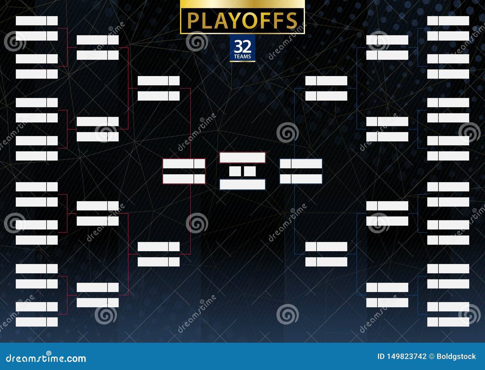 Two Conference Tournament Bracket for 32 Team or Player on Dark ...