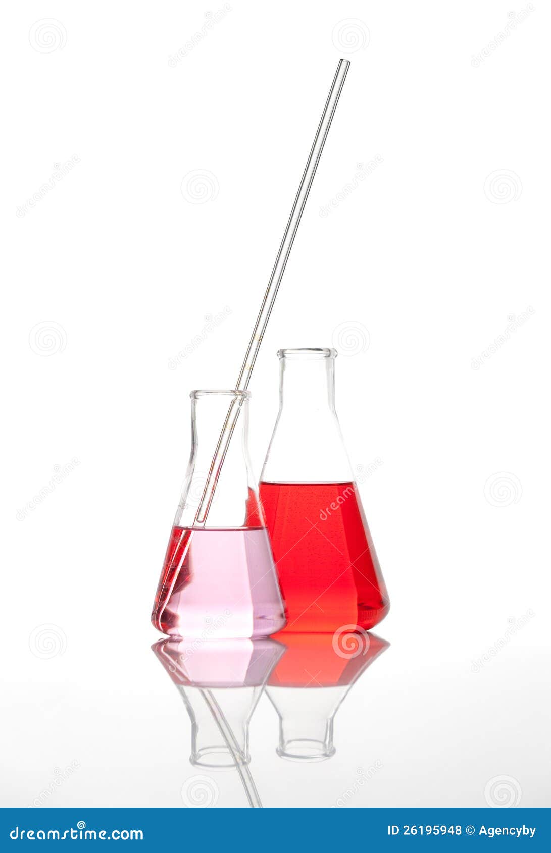Two Conical Chemical Flasks with a Red Liquid Stock Photo - Image of ...