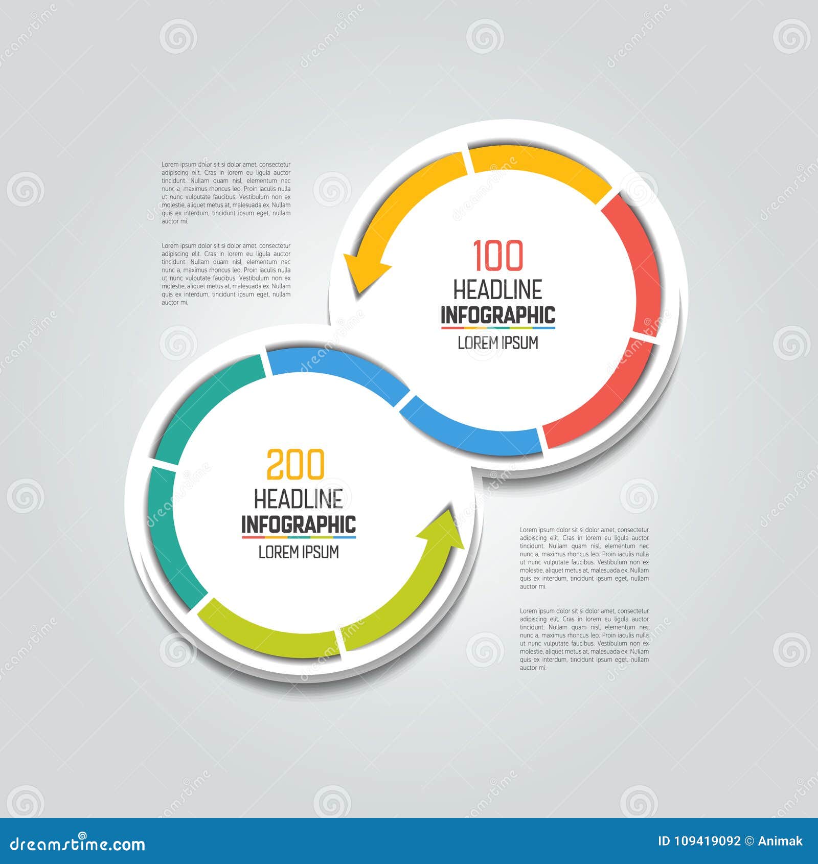 Two Connected Arrow Circles. Infographic Element Stock Vector ...