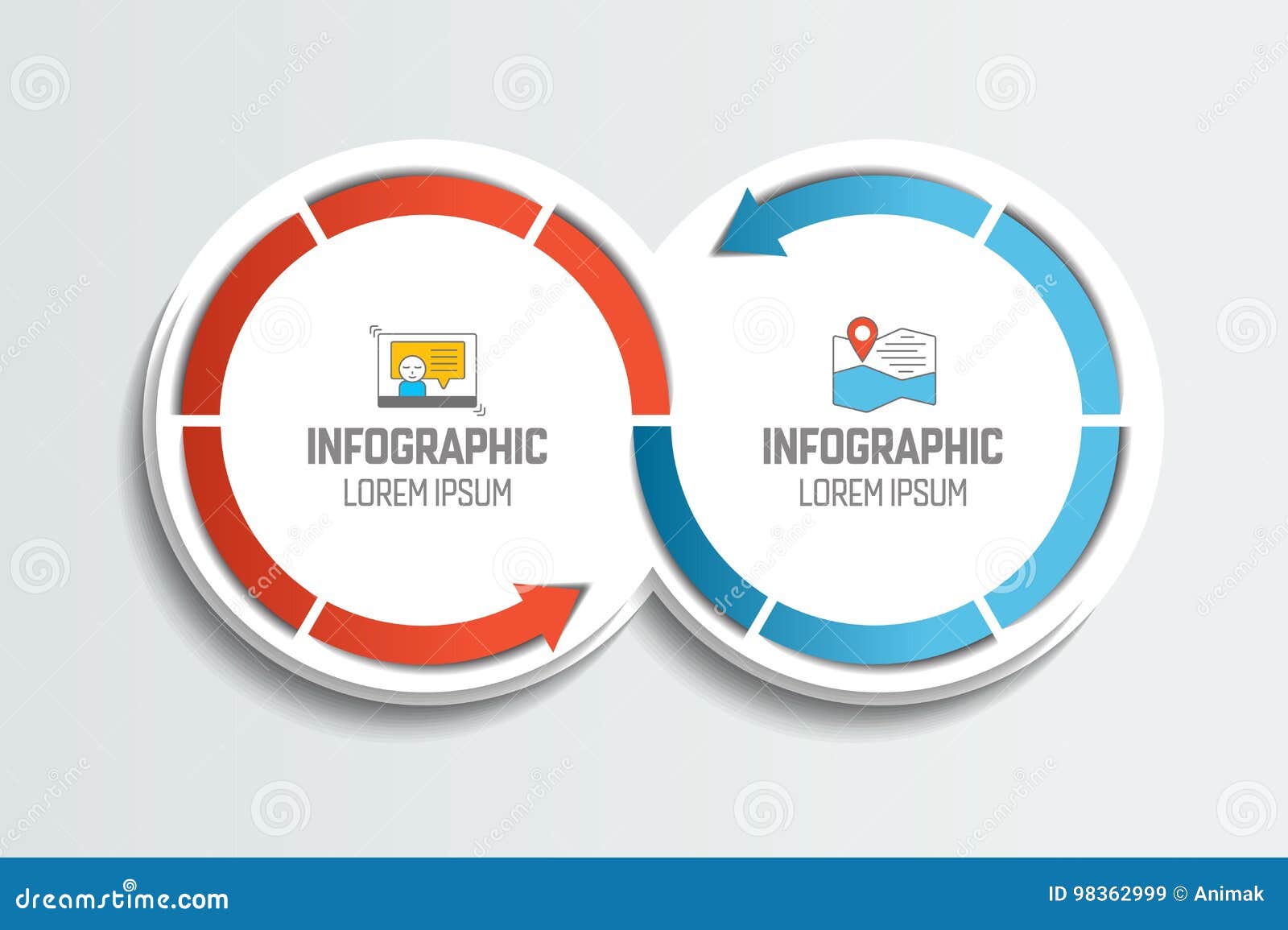 Two Connected Arrow Circles. Stock Vector - Illustration of chart ...