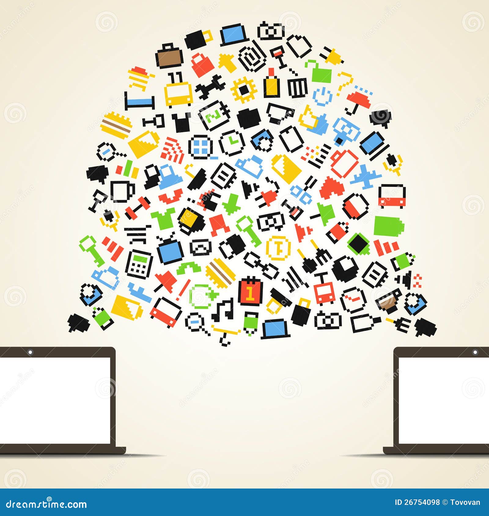 Two connected computers stock vector. Illustration of connection - 26754098