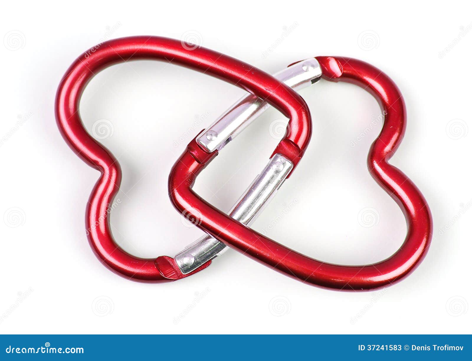 Two Connected Heart Shaped Carabiner Stock Image - Image of climbing ...