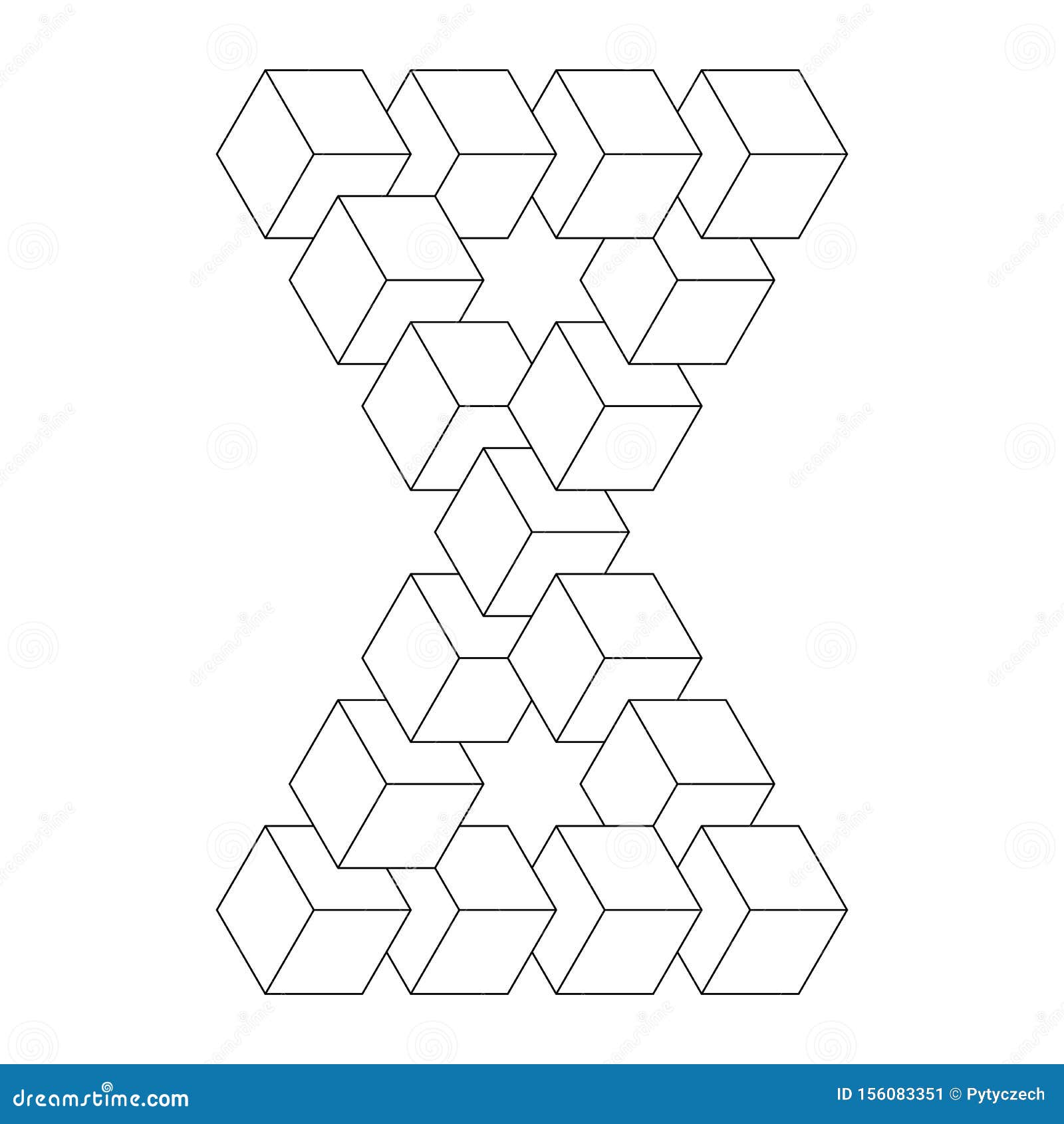 Two Connected Impossible Triangles. 3D Cubes Arranged As Geometric ...