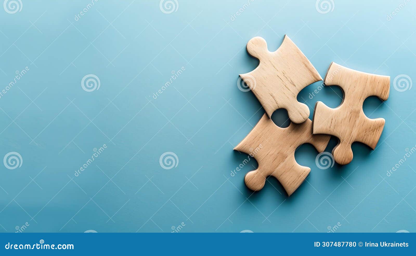 Two Connected Jigsaw Puzzle Pieces on Blue Background. Concept of ...