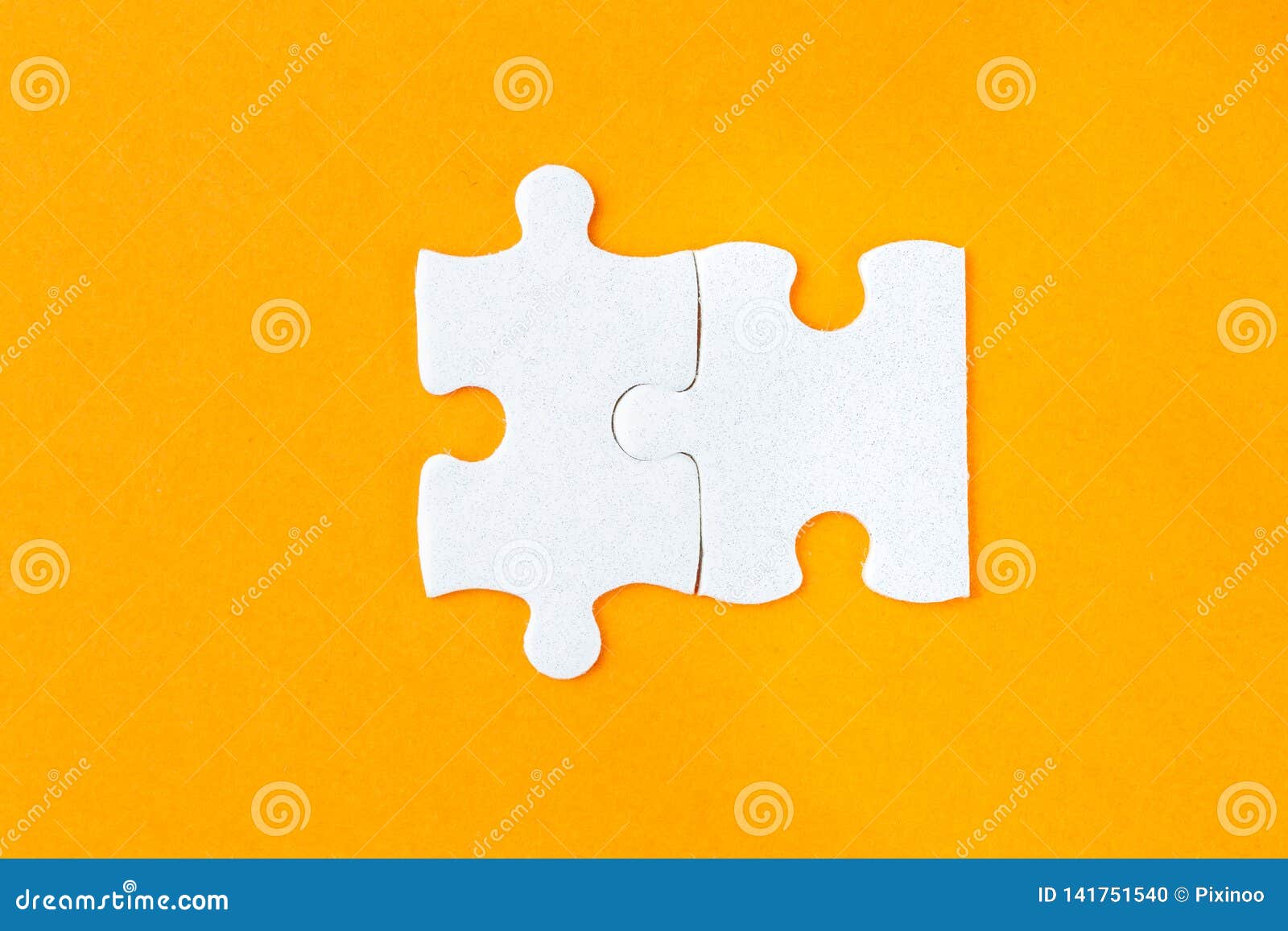 Two Connected Jigsaw Puzzle Pieces on Orange Background Stock Photo ...